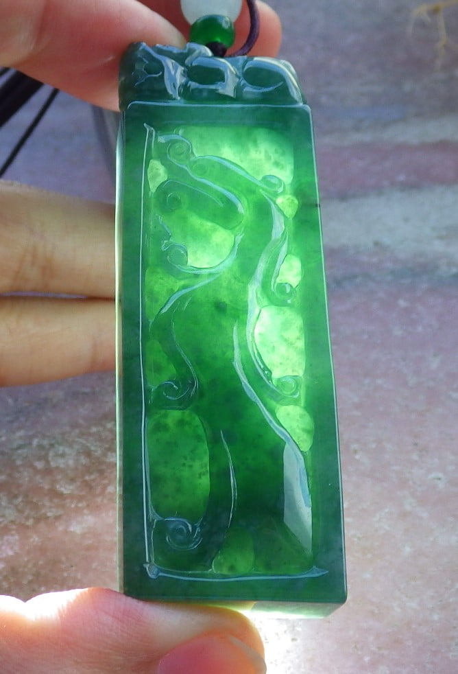Certified Icy Green Burma 100% Natural A Jade jadeite Pendant Dragon Pi ...