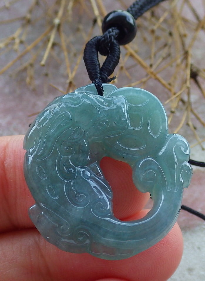 Certified Icy Green Burma 100% Natural A Jade jadeite Pendant Dragon Pi ...