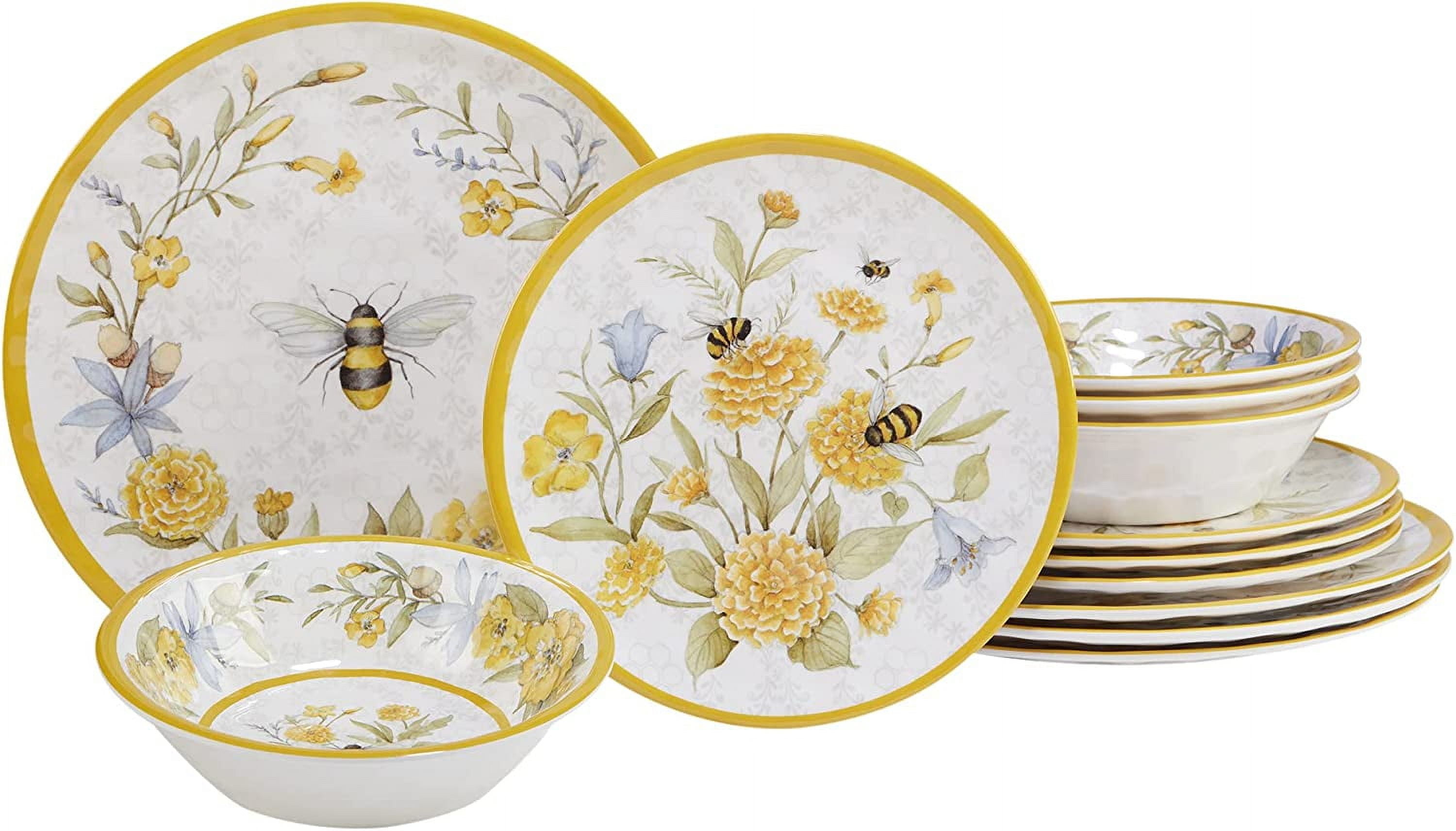 Certified International Bee Sweet 12 Piece Melamine Dinnerware Set ...