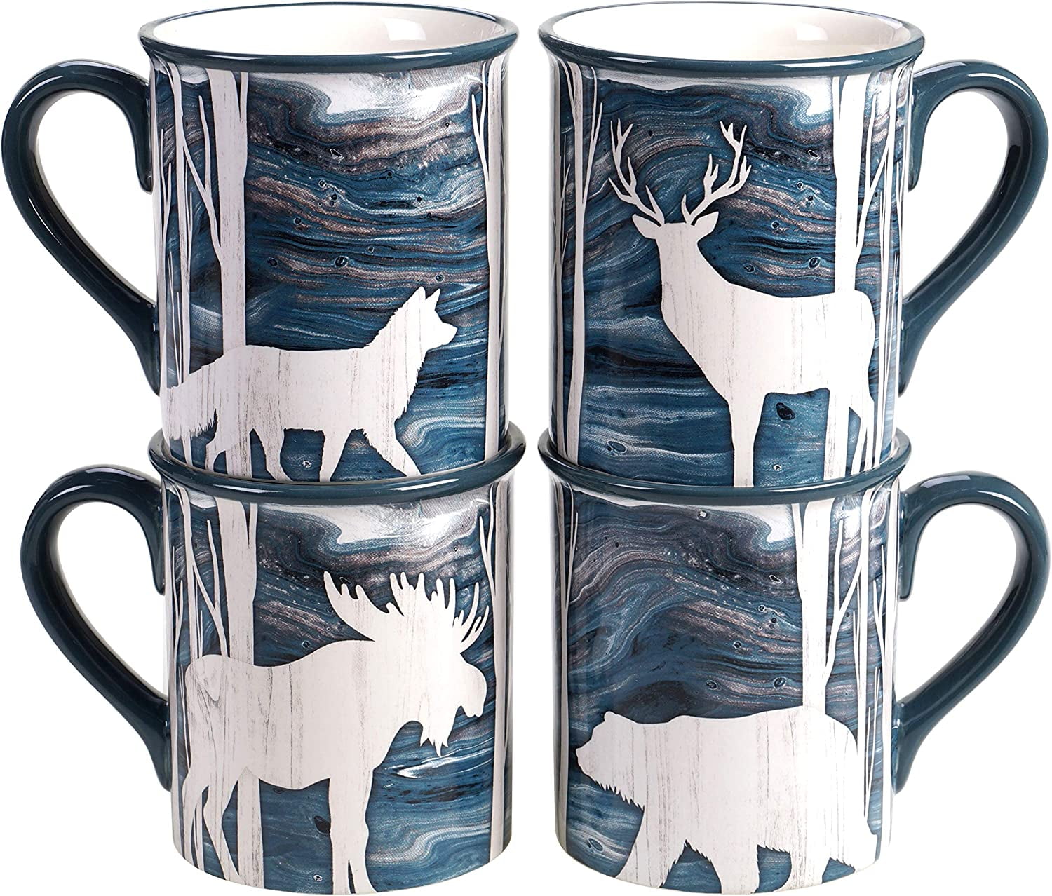 Certified International Fluidity 16 oz. Mugs, Set of 4 Assorted Designs ...