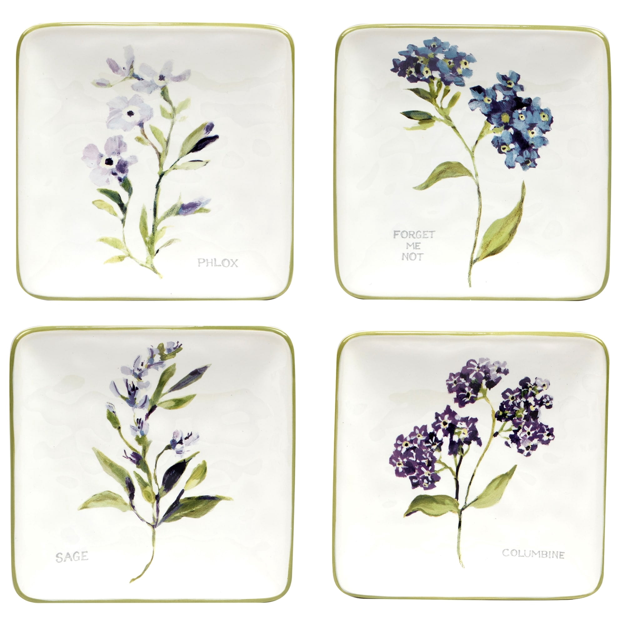 Certified International Fresh Herbs 6" Canape/Luncheon Plates, Set of 4 ...