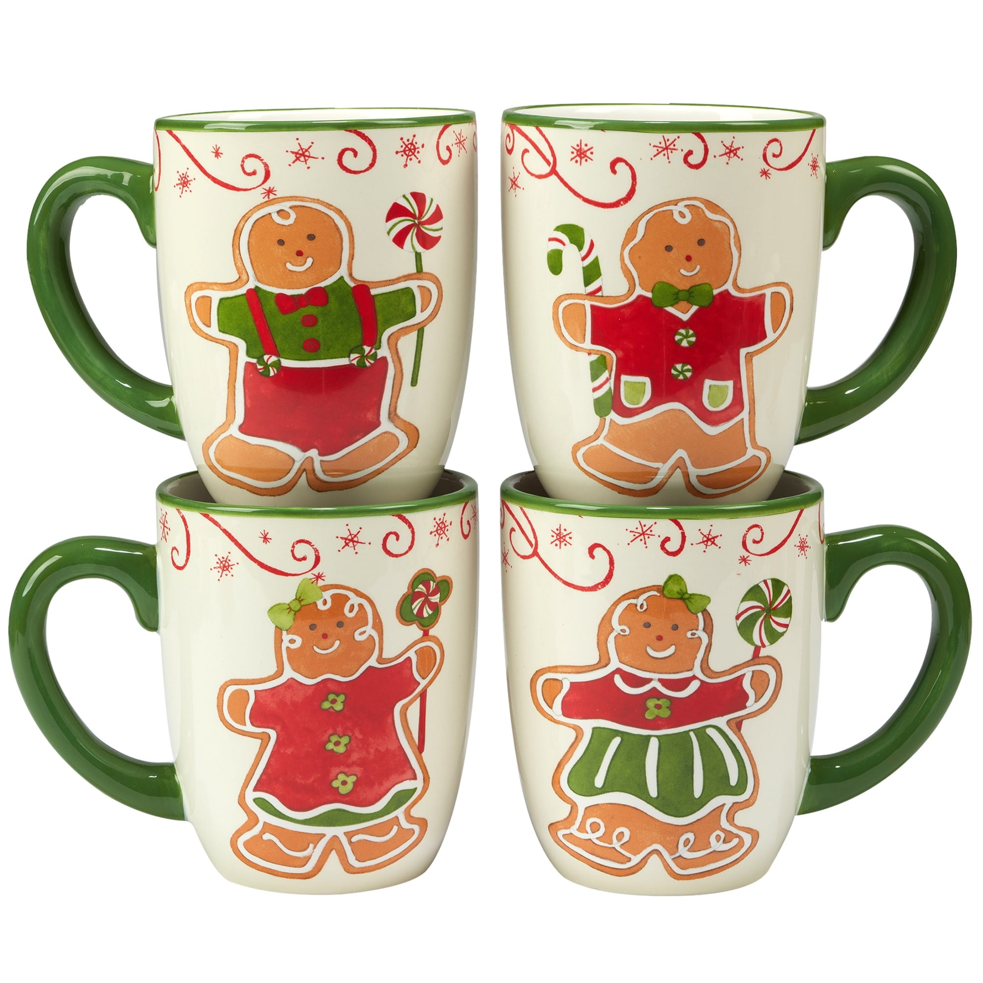 Certified International Holiday Magic Gingerbread 16 oz. Mugs, Set of 4 ...