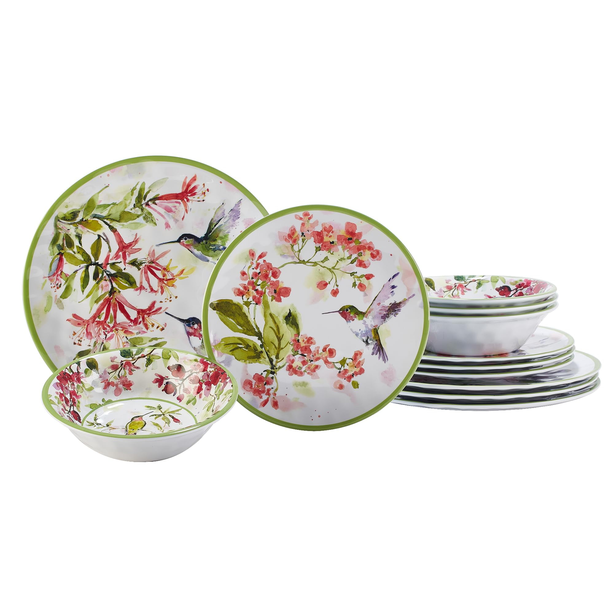 Certified International Hummingbirds Melamine 12 Pc. Dinnerware Set ...