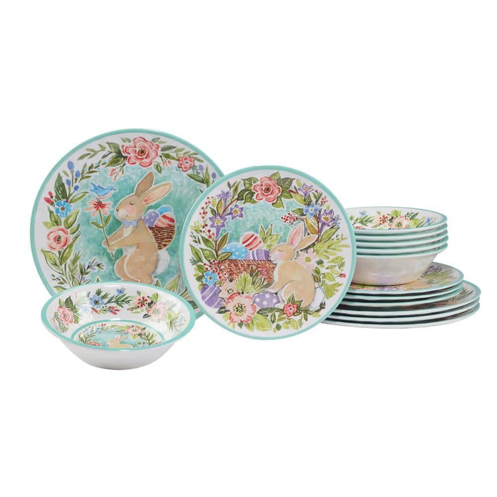 Certified International Joy of Easter 12-Piece Assorted Colors Melamine ...