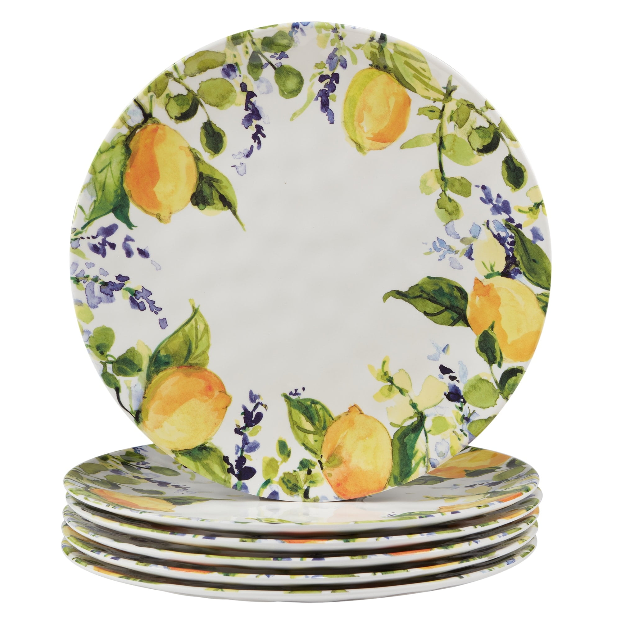Certified International Lemon Zest Melamine Dinner Plates (Set of 6 ...