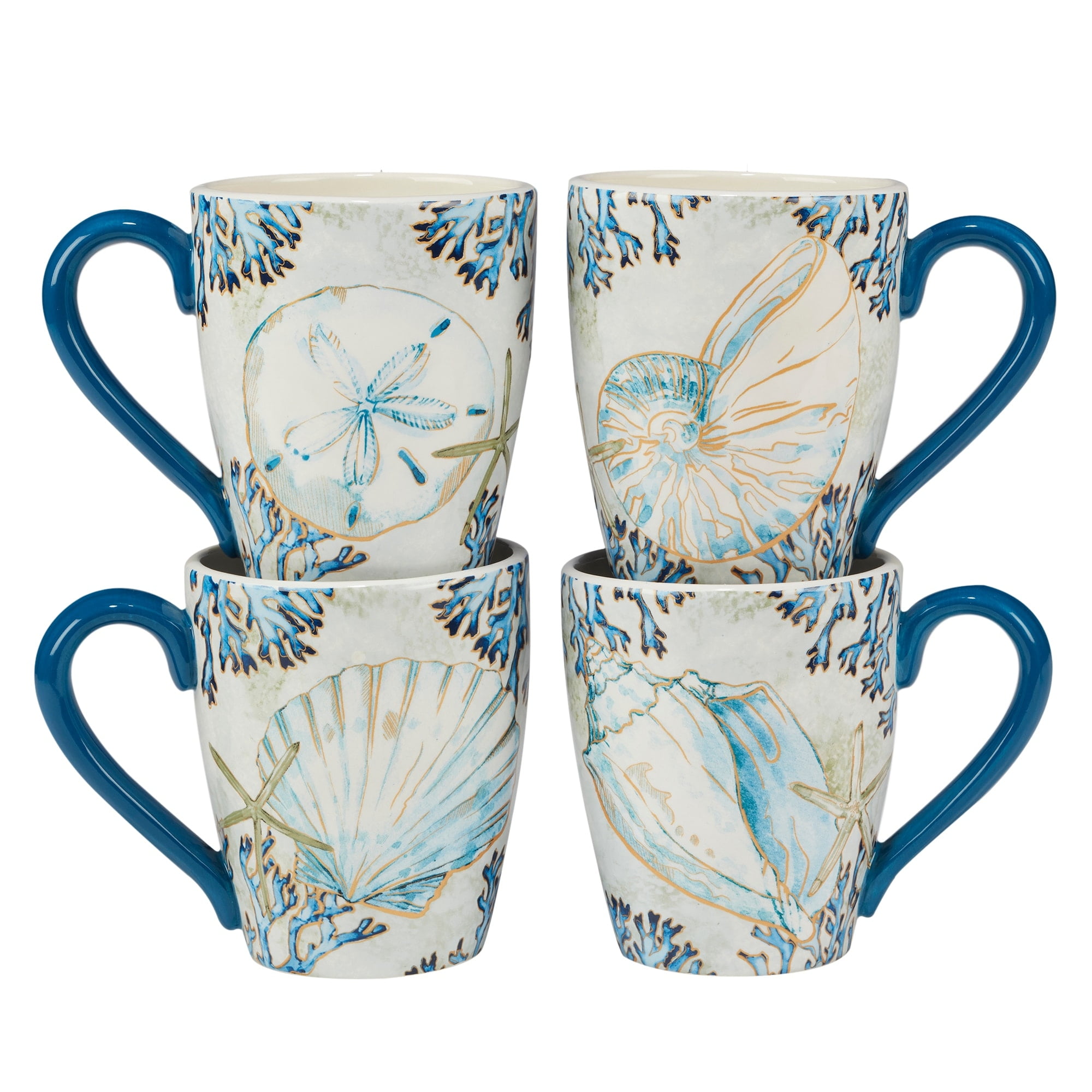 Certified International Playa Shells 18 oz. Mugs, Set of 4 - Walmart.com