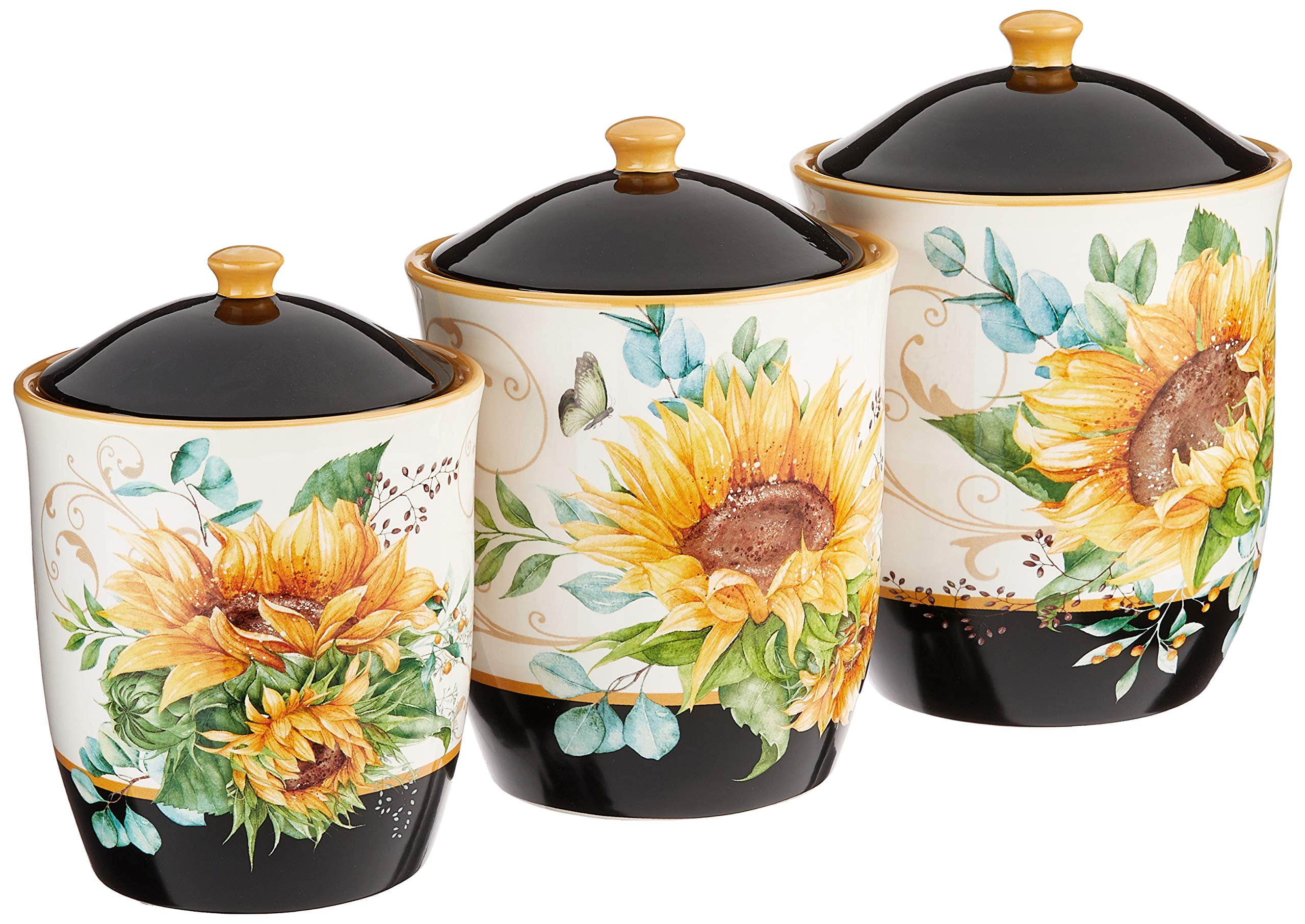 Certified International Sunflower Fields 3 pc Ceramic Kitchen Decor Flower Containers - Walmart.com