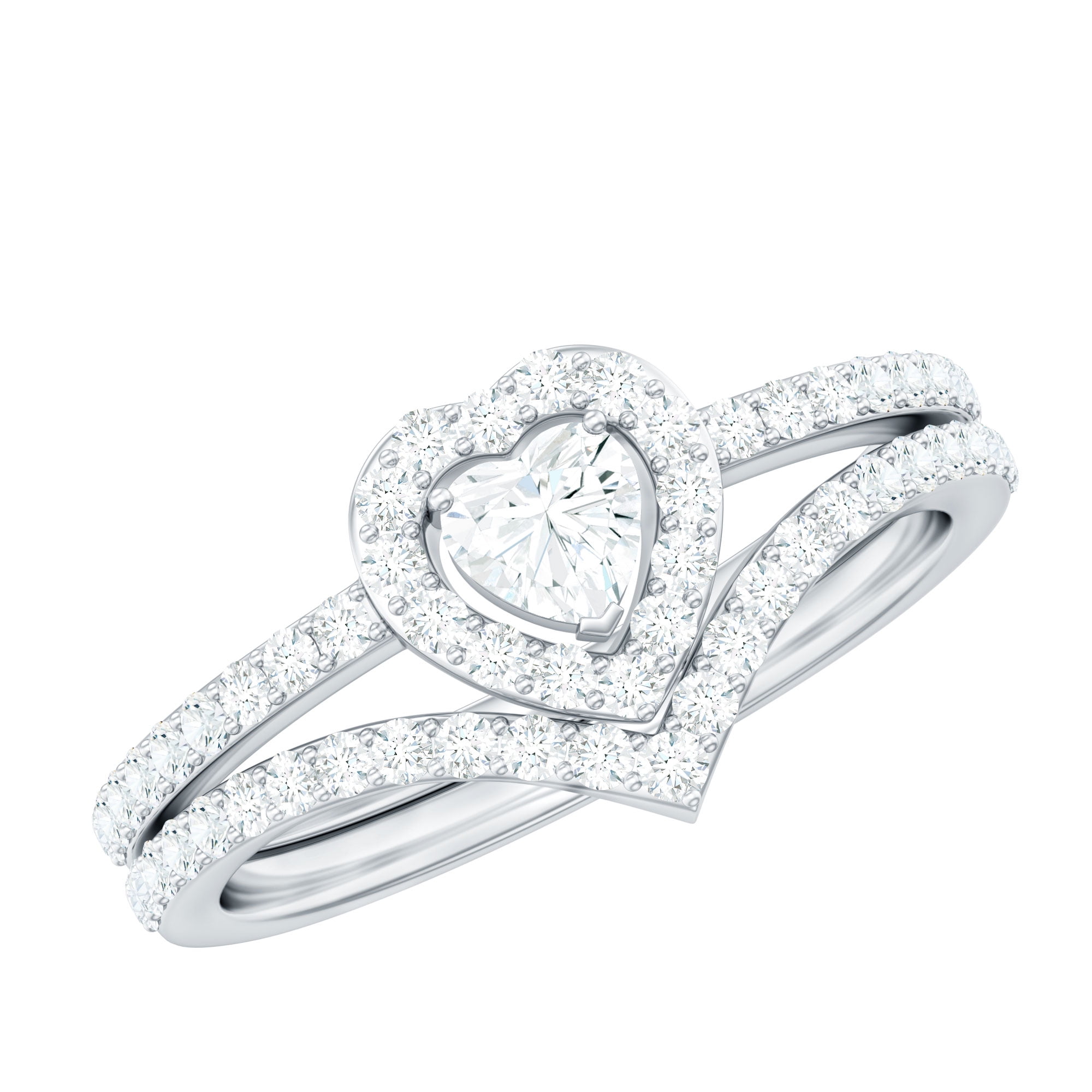 Rosec Jewels Certified Lab Diamond Heart Engagement Ring Set with ...