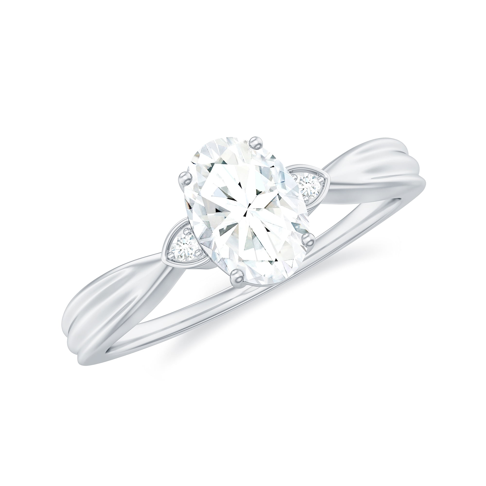 Rosec Jewels Certified Lab Diamond Oval Engagement Ring 1 Carat - 6x8 mm - EF-VS Quality, 925 ...