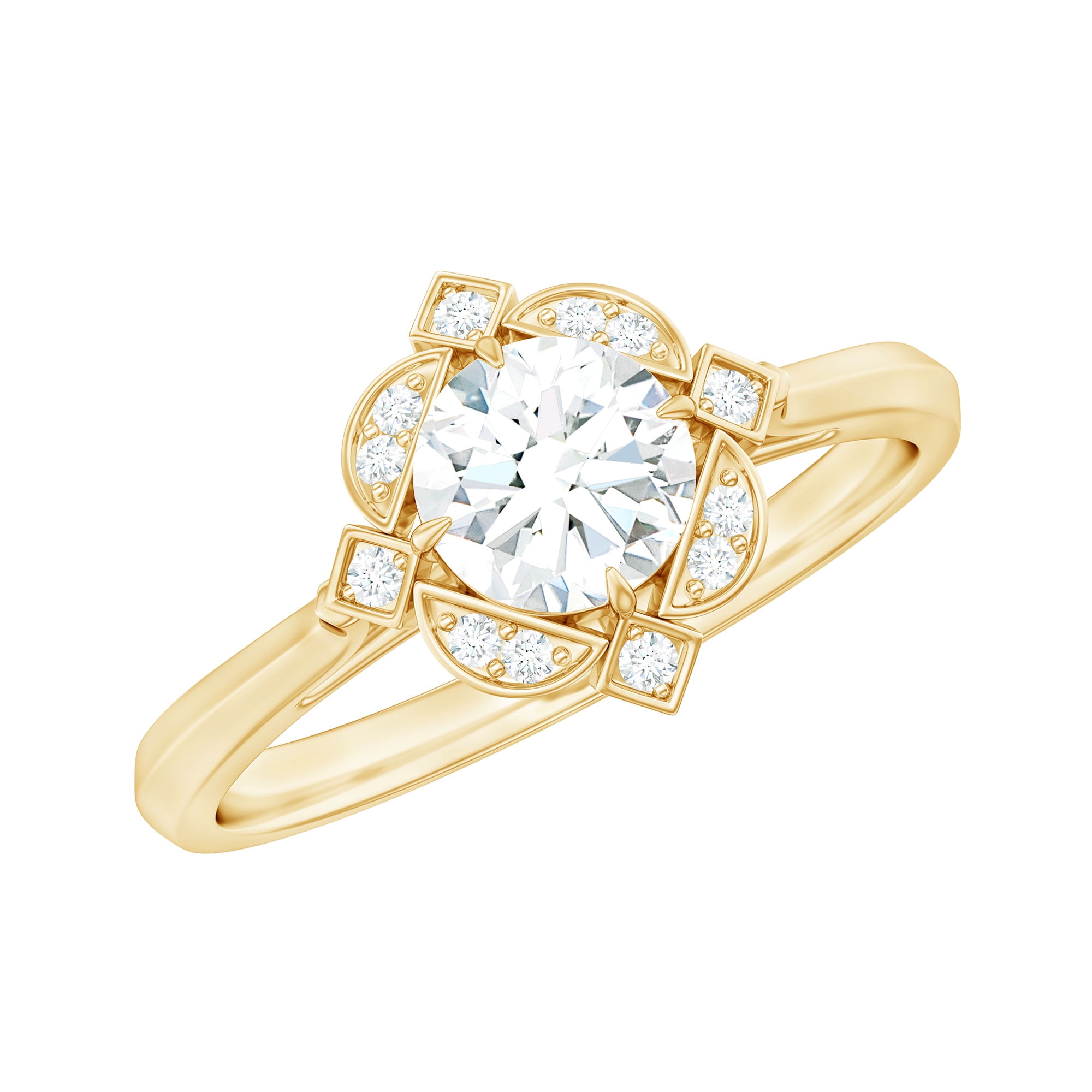 Rosec Jewels Certified Lab Grown Diamond Art Deco Engagement Ring, EF ...