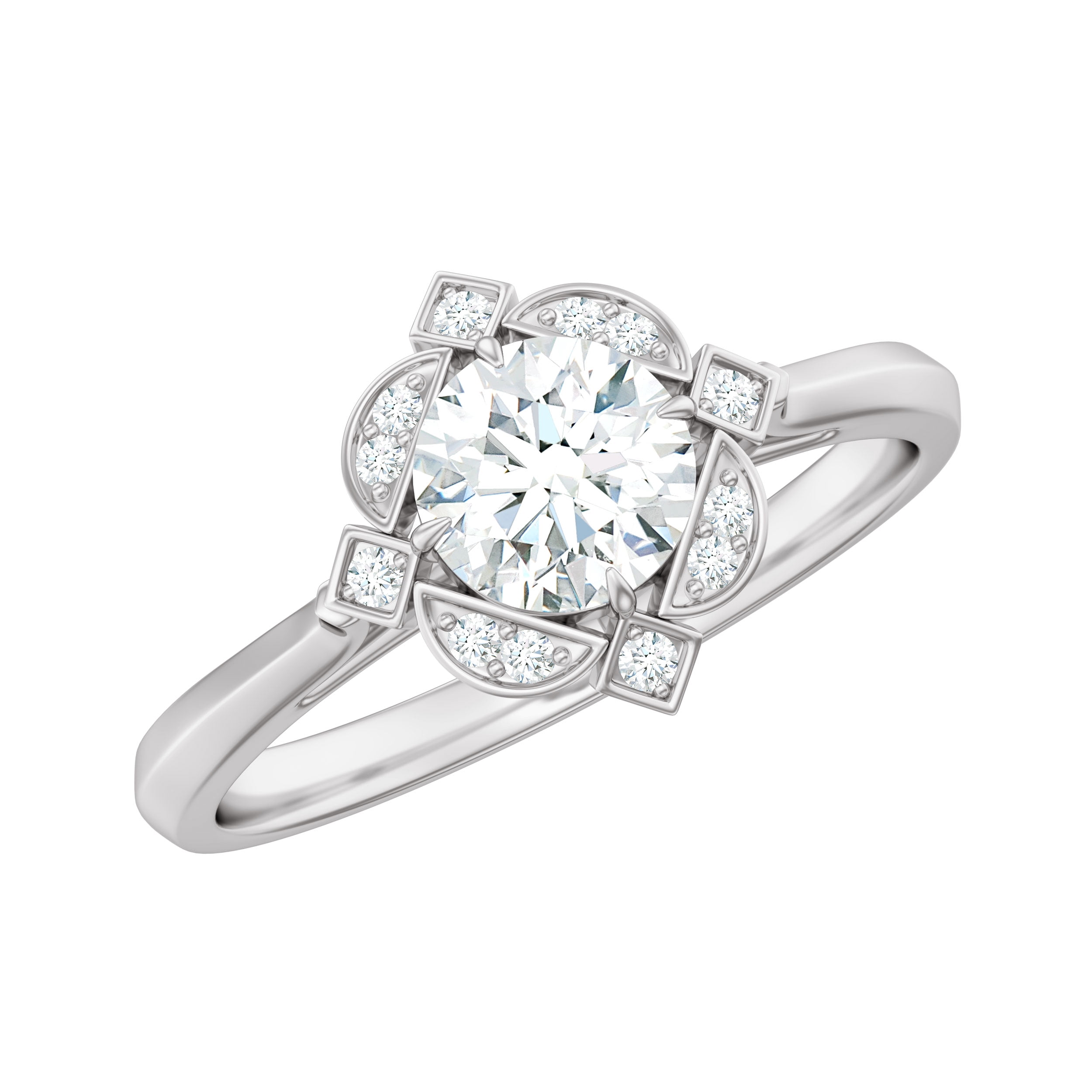 Certified Lab Grown Diamond Art Deco Engagement Ring, EF-VS Quality ...