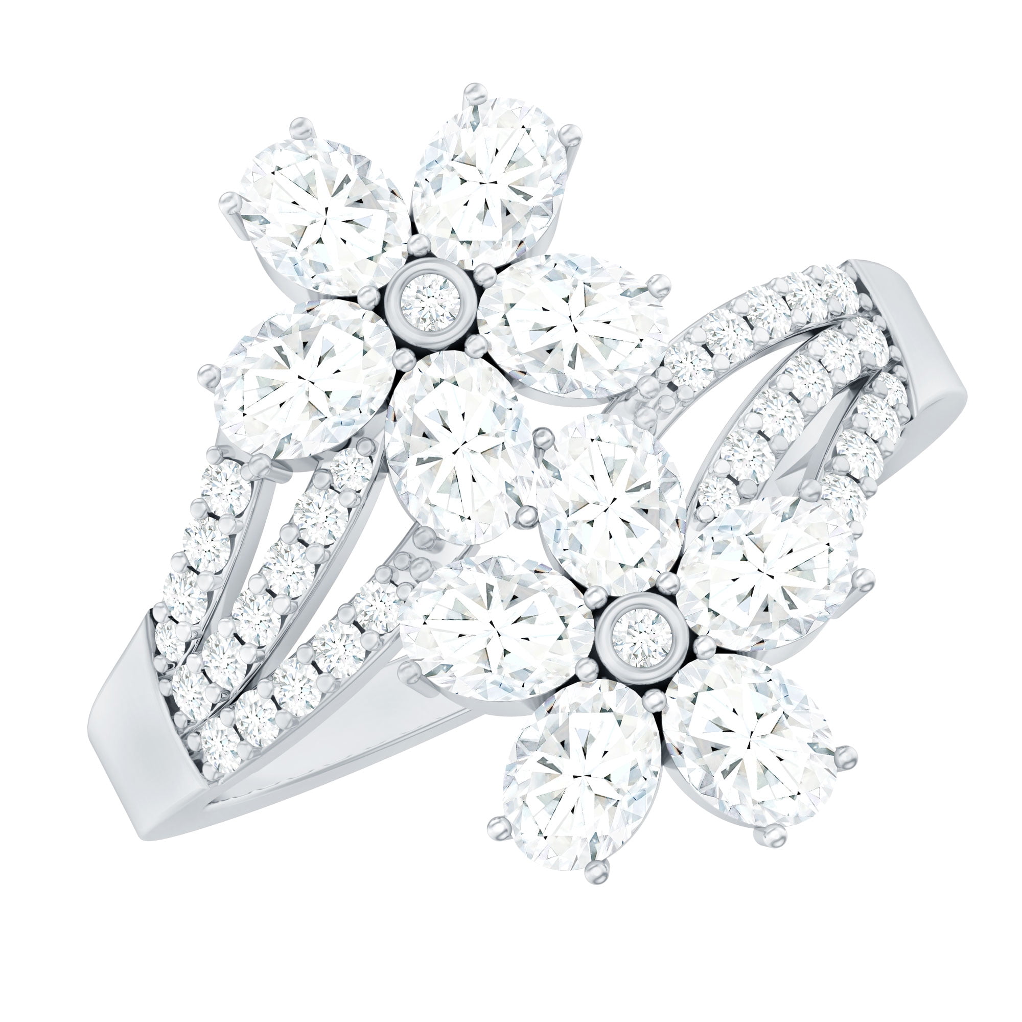 Rosec Jewels Certified Lab Grown Diamond Flower Engagement Ring For ...