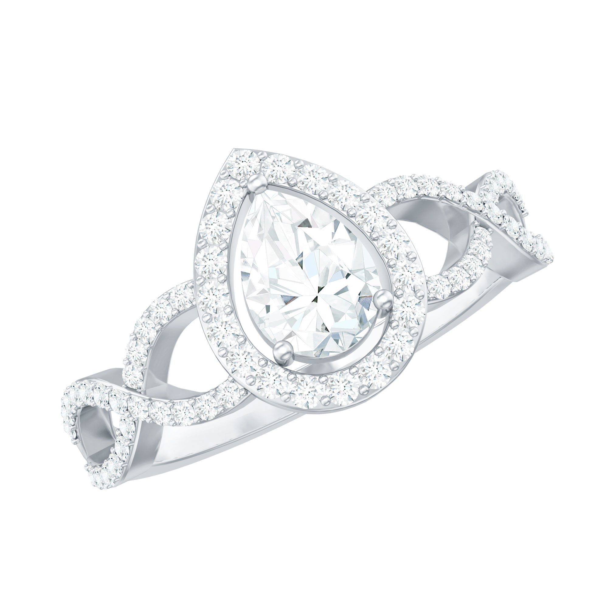 Rosec Jewels Certified Lab Grown Diamond Teardrop Engagement Ring with Halo - EF-VS Quality, 14K ...