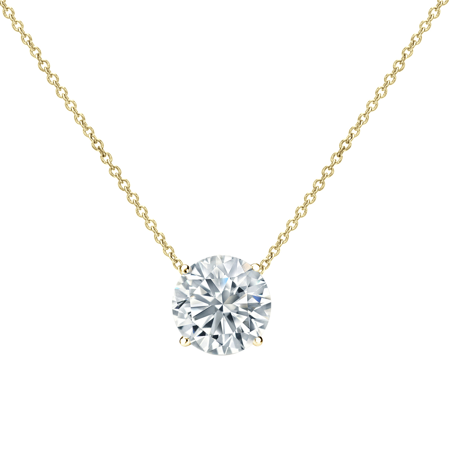 Certified Lab Grown Floating Diamond Pendant Necklace in Solid Gold ...