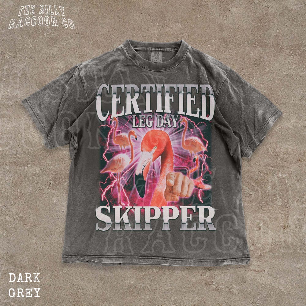 Certified Leg Day Skipper, Funny Gym T-Shirt For Men, Workout, Flamingo ...
