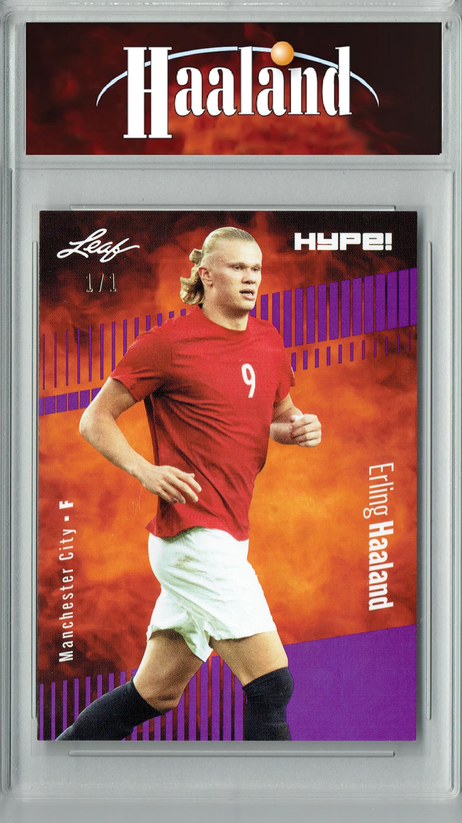 Certified Mint+ Erling Haaland 2023 Leaf HYPE #118 Purple Blank Back #1 ...