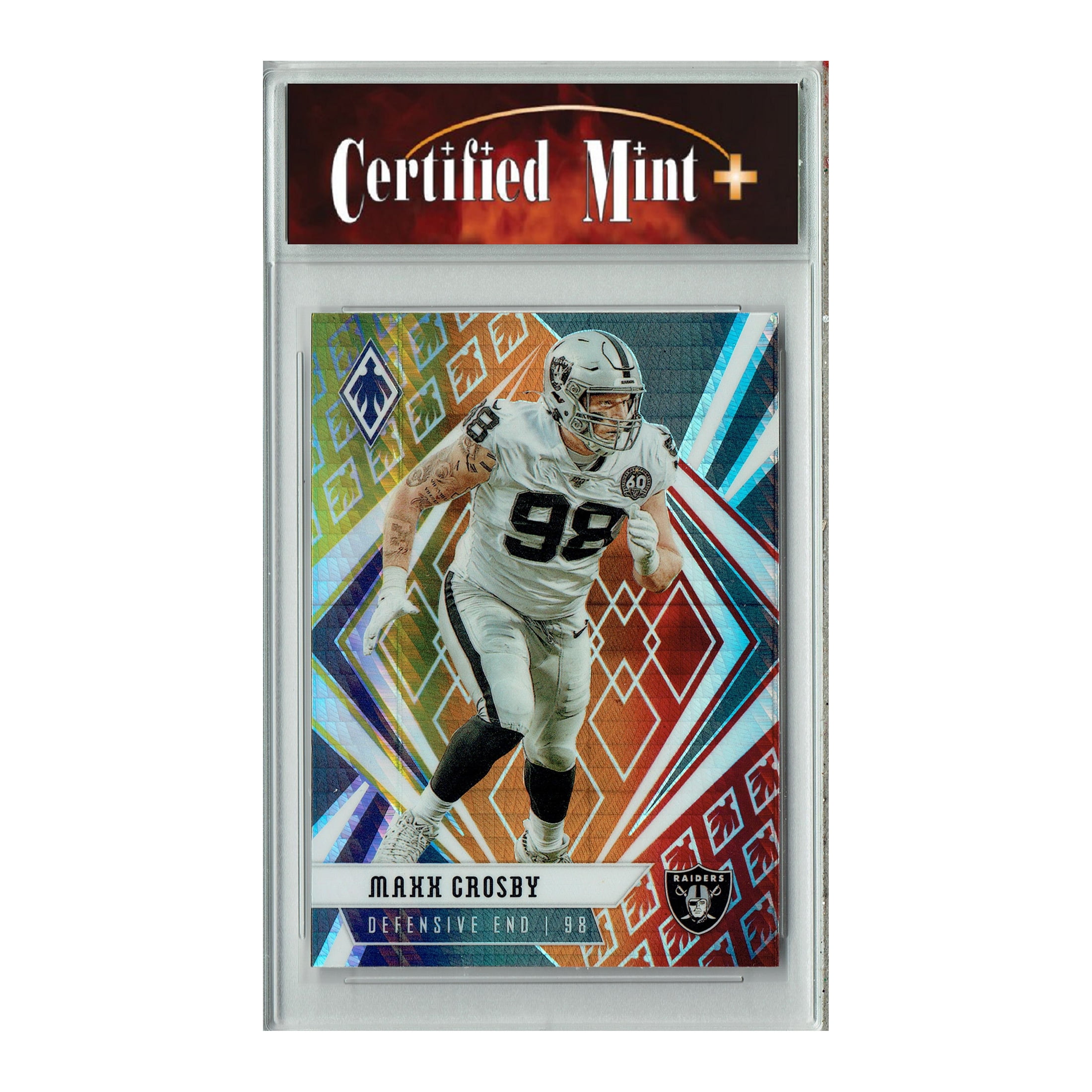 Certified Mint+ Mad Maxx Crosby 2020 Panini #77 Phoenix Fire Burst Rare ...