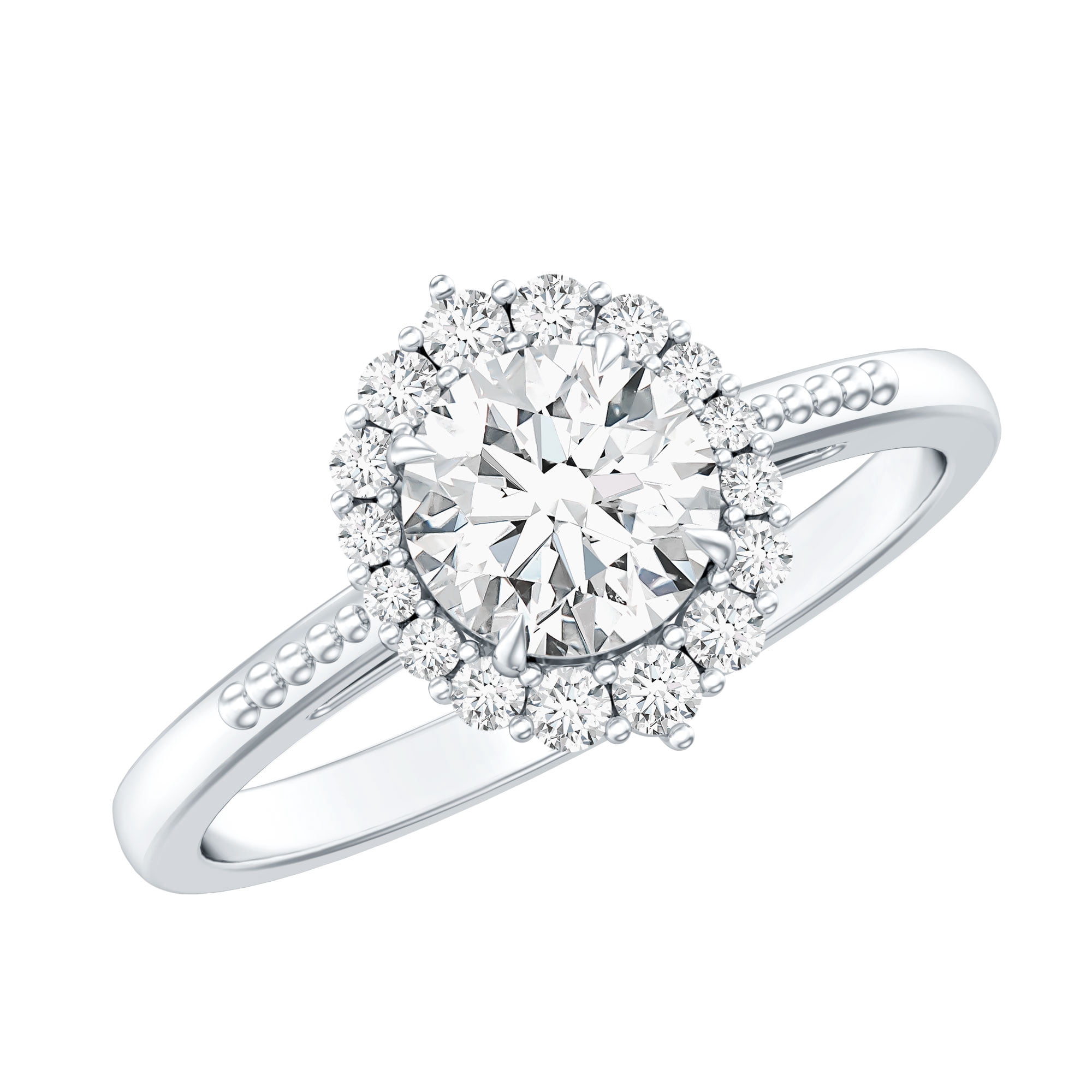Rosec Jewels Certified Moissanite Halo Engagement Ring 1 Carat - 6 mm ...