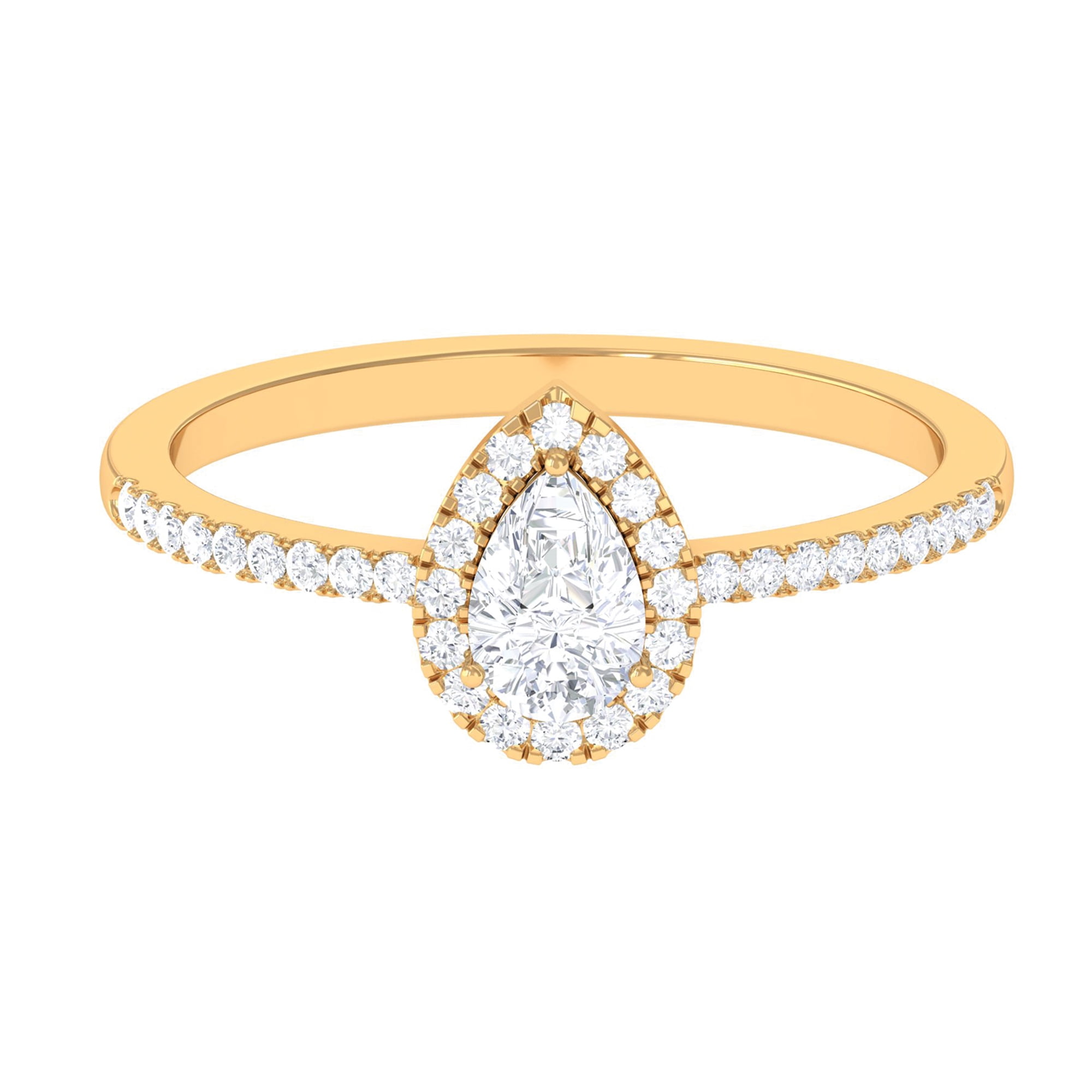 Certified Moissanite Teardrop Engagement Ring with Halo - 5x7 mm - D ...