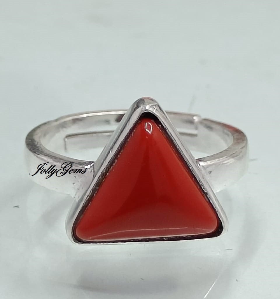Certified Natural 5.25 Ct Genuine Triangle Red Coral Gemstone Handmade ...