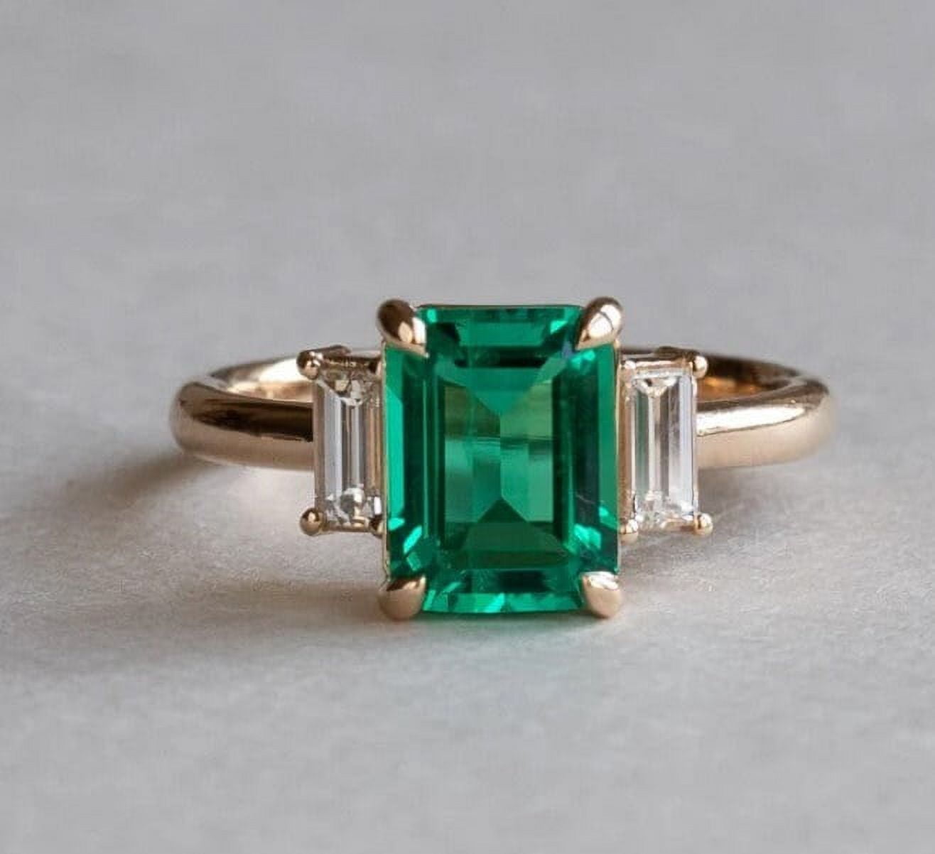 Certified Natural Emerald Ring 925 Sterling Silver Gold Filed Ring ...