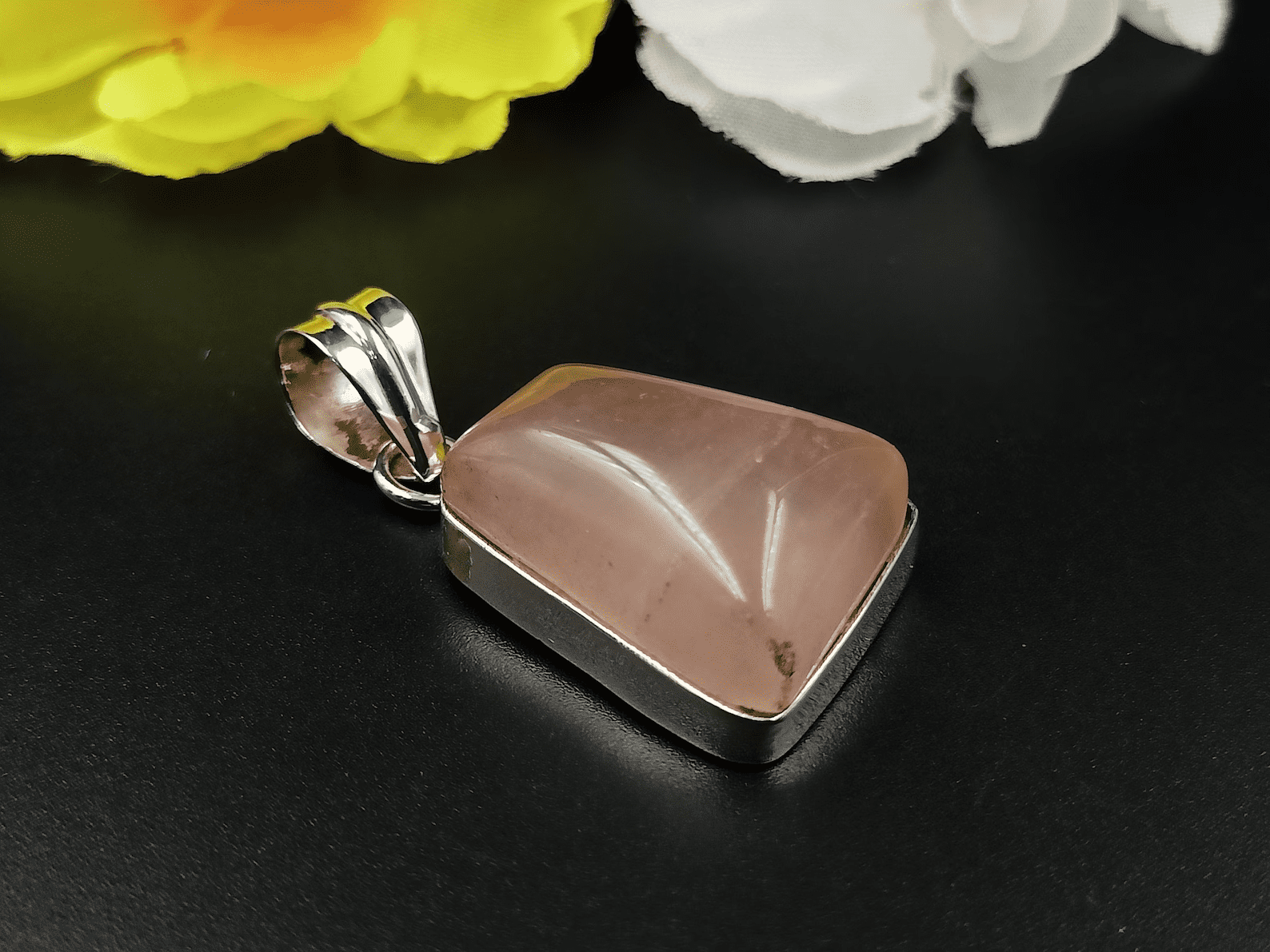 Certified Natural Rose Quartz 925 Sterling Silver Handmade Gemstone ...