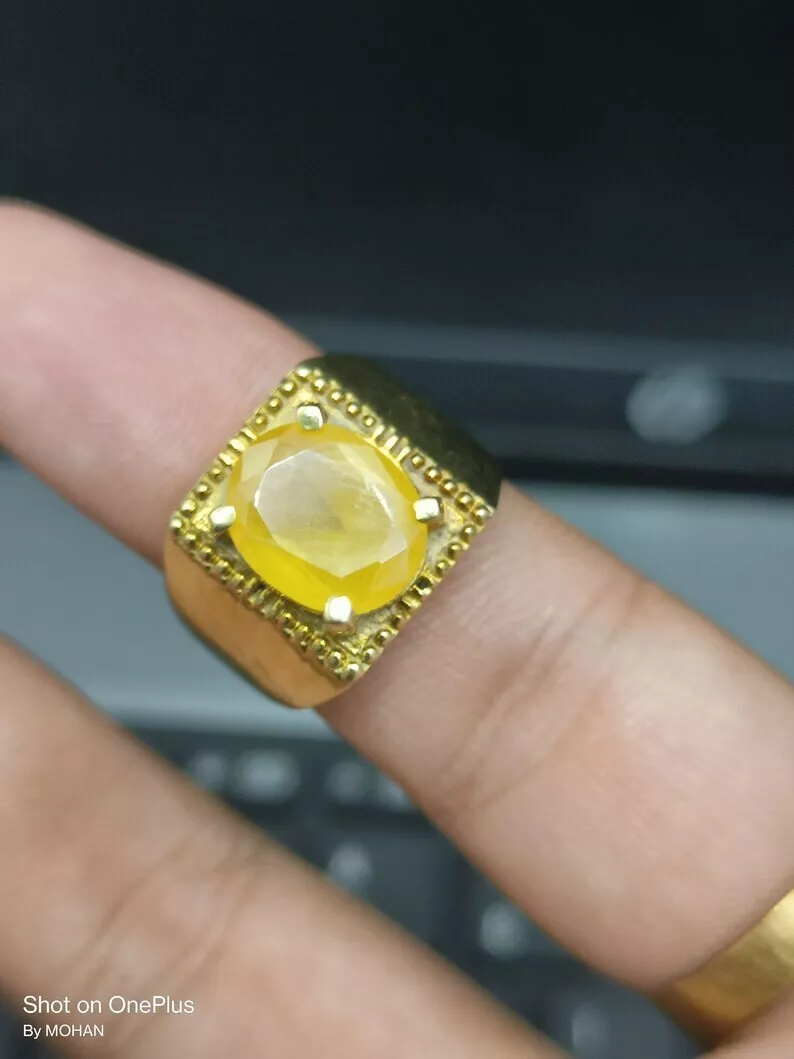 Certified Natural Yellow Sapphire Ring 925 Sterling Silver Handmade ...