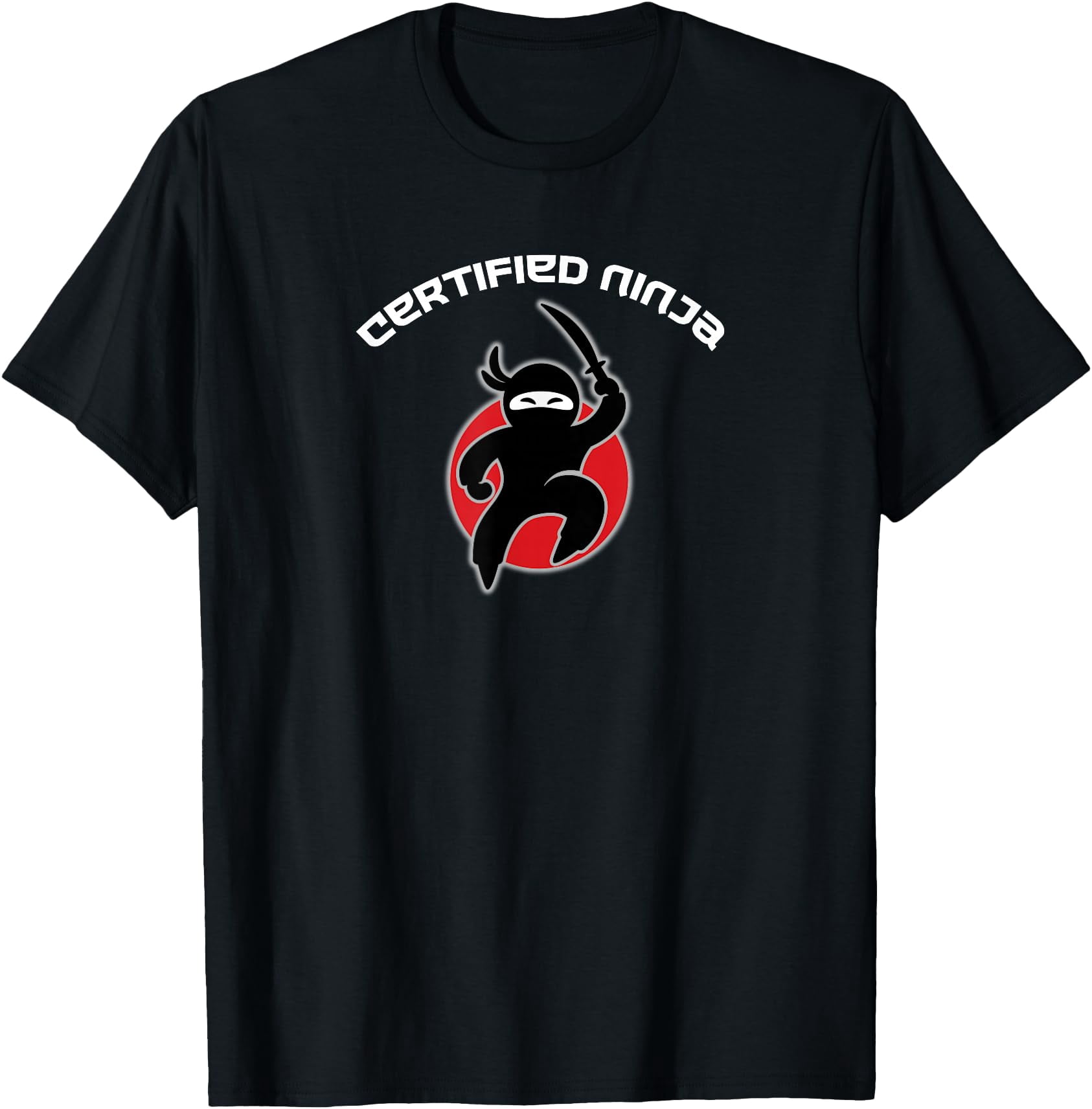 Certified Ninja Black Graphic T-Shirt for Adults - Stylized Ninja Logo ...