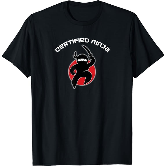 Certified Ninja Black Graphic T-Shirt for Adults - Stylized Ninja Logo ...