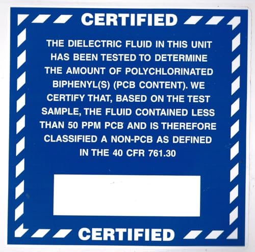 Certified, Non-PCB, Industrial Label, 6" x 6", Vinyl, Adhesive Backed ...