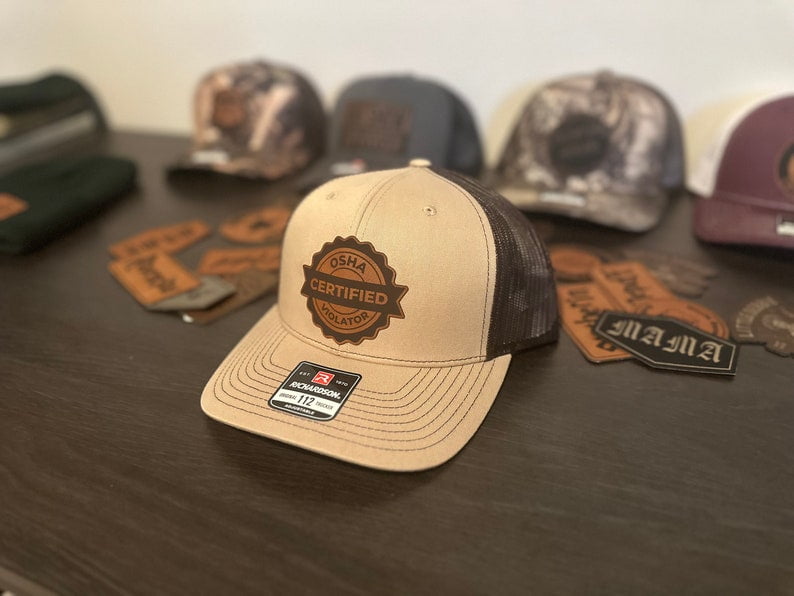 Certified OSHA Violator Hat | Blue Collar Hat | Leather Patch Hat ...