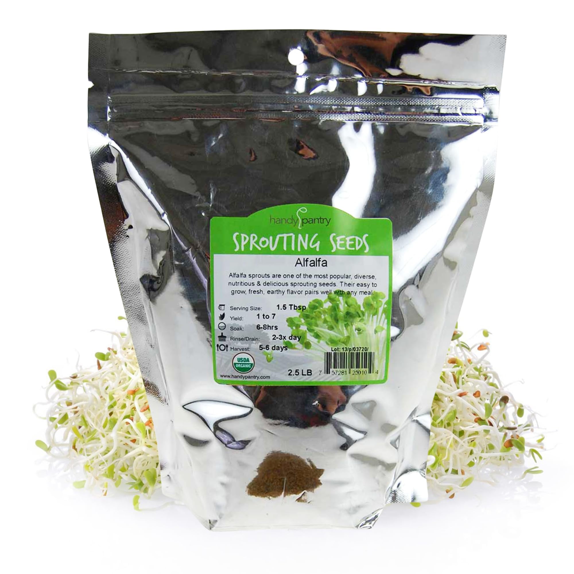 Certified Organic Alfalfa Sprouting Seed- 2.5 Lbs MHD1- Handy Pantry ...