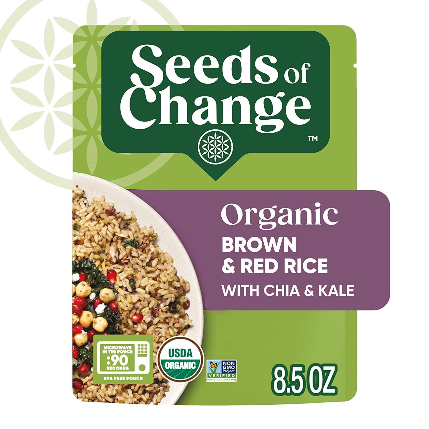 Certified Organic Brown & Red Rice with Chia & Kale, Organic Food, 8.5 ...