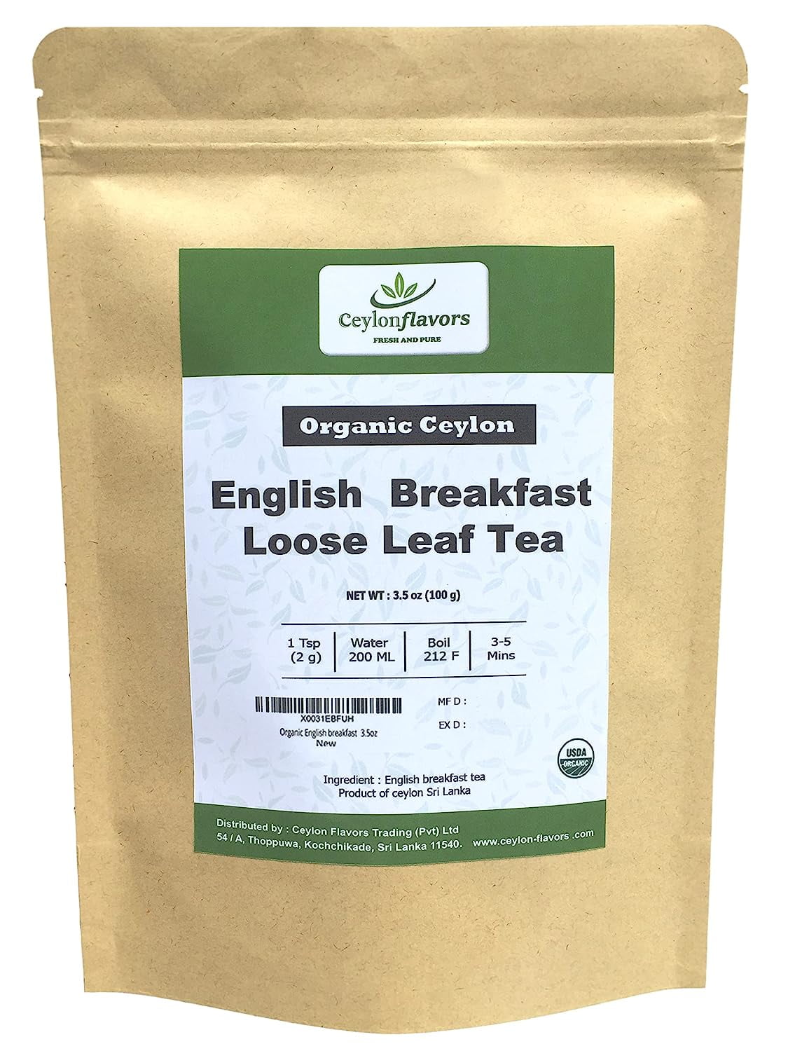 Certified Organic English Breakfast Loose Leaf Tea | From Ceylon Sri ...