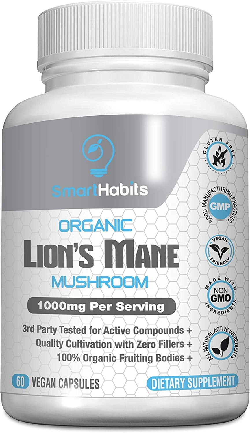 Certified Organic Lion's Mane Mushroom Capsules - Nootropic Superfood ...