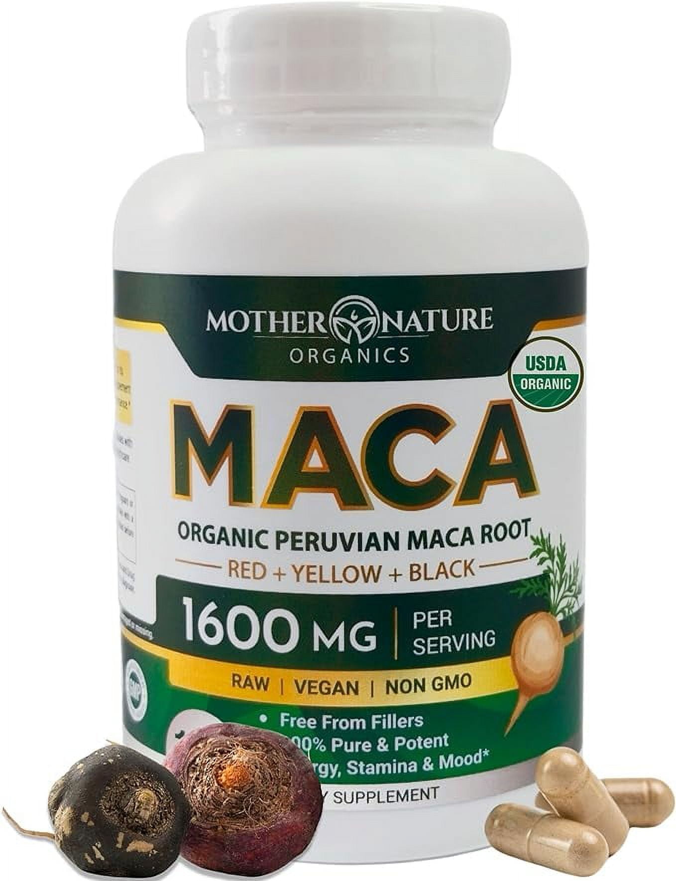 Certified Organic Maca Root Capsules 1600mg - Highest Potency w/Organic ...