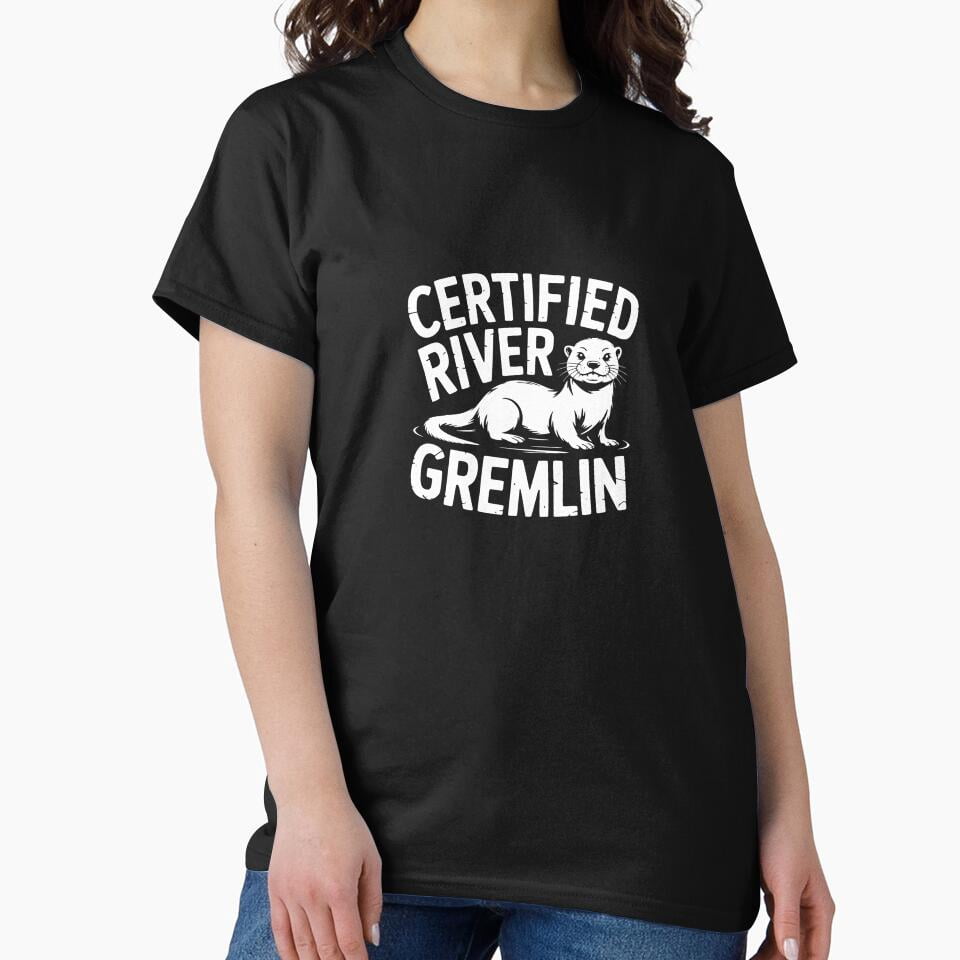 Certified River Gremlin T-Shirt - Funny Otter Creature Graphic Tee ...