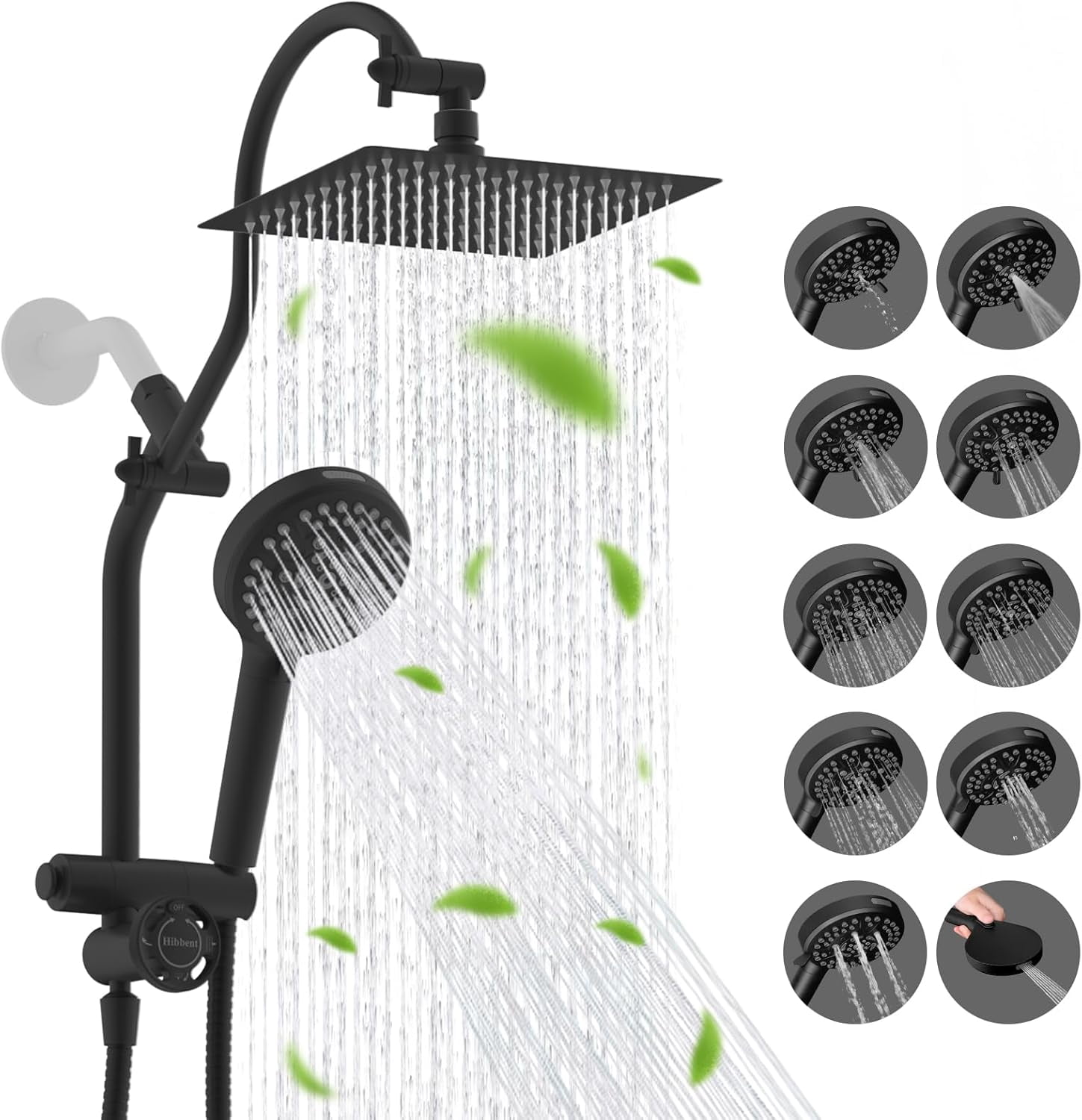 Certified all-metal 8 inch rain shower head combination, high pressure ...