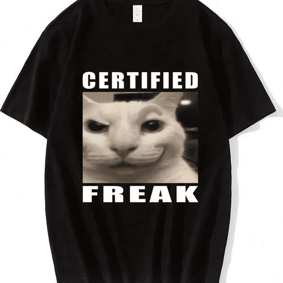 Certified f1reak Funny C1At Meme Graphic T Shirt 's Wo Fashion Vintage ...