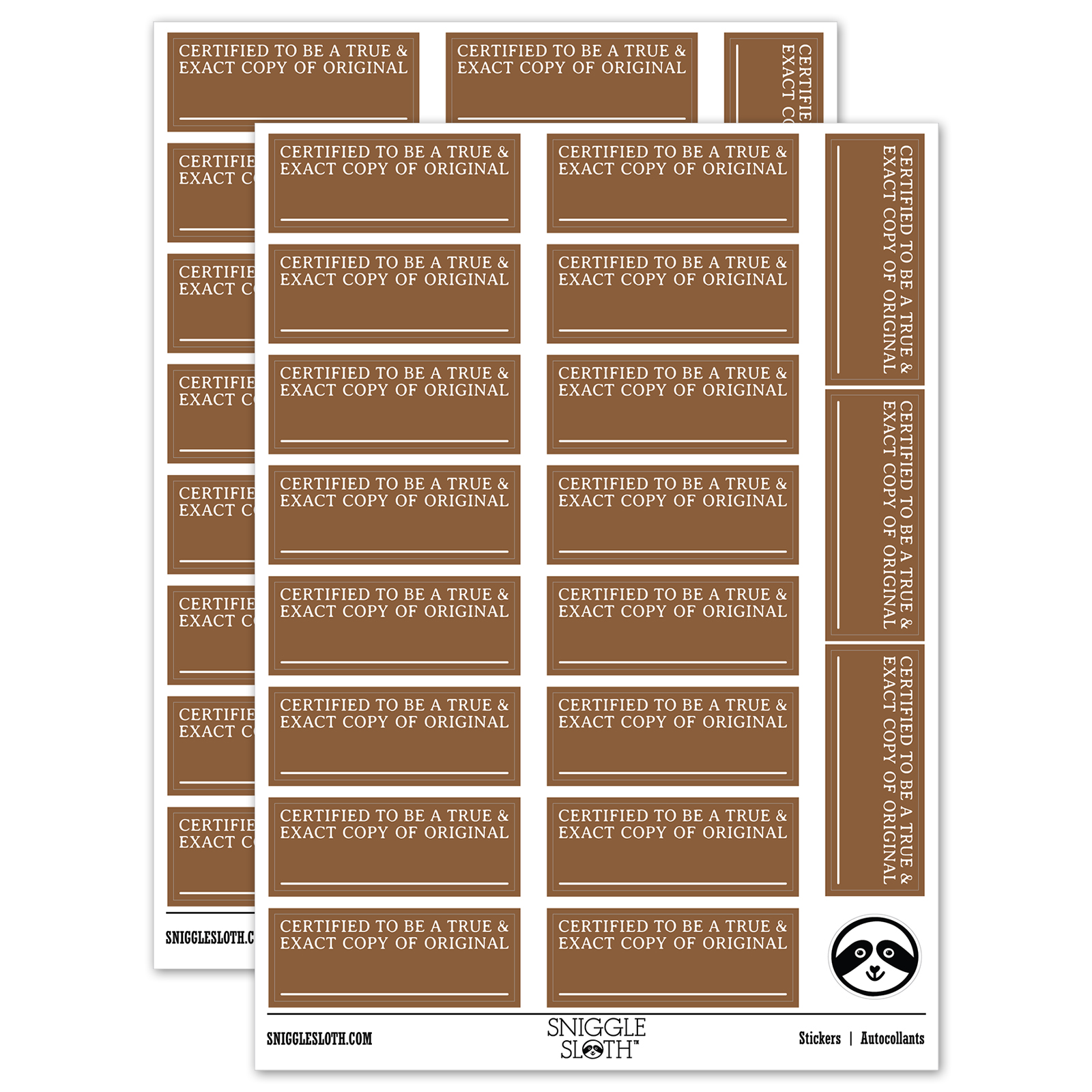 Certified to Be a True and Exact Copy of Original Sticker Set - Brown ...