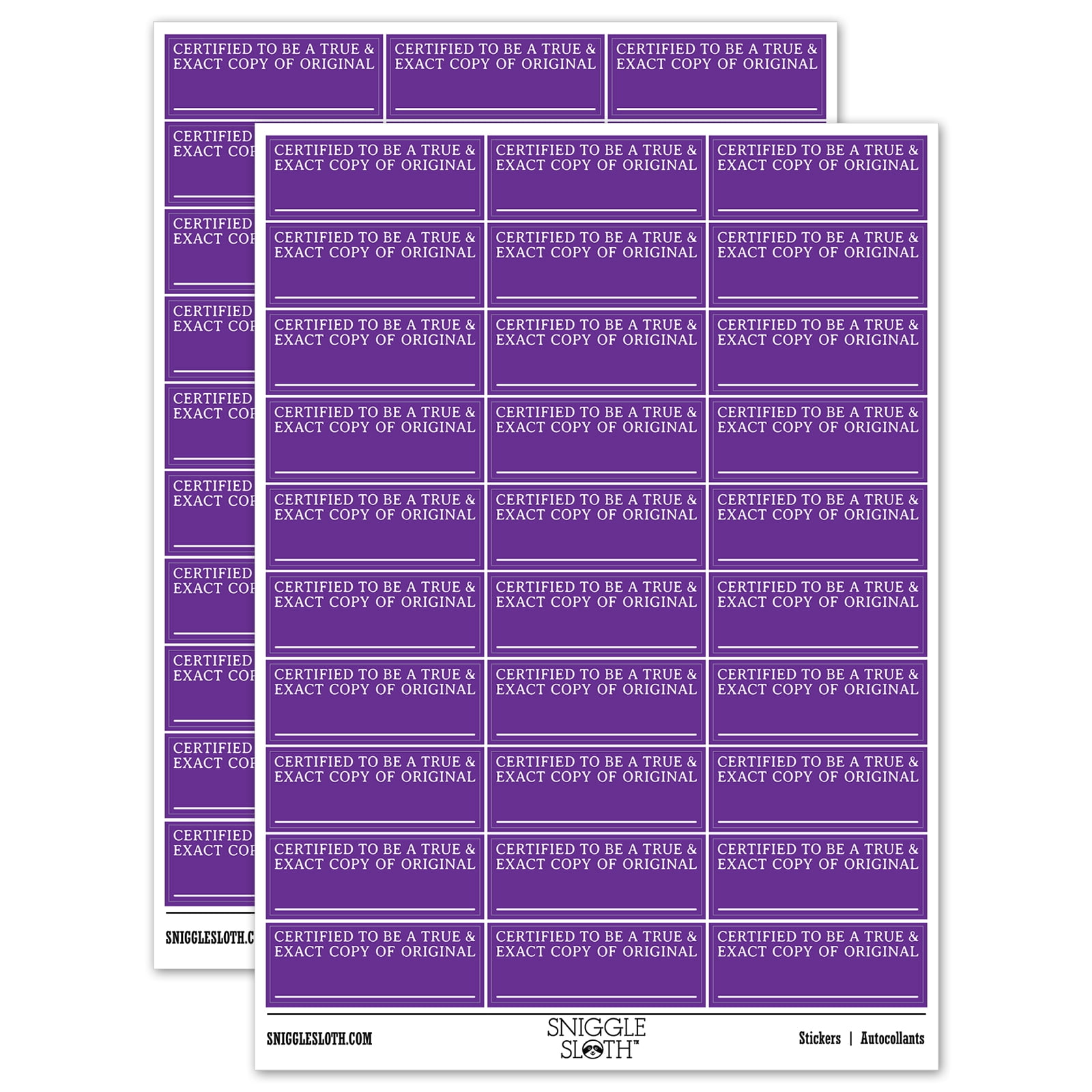 Certified to Be a True and Exact Copy of Original Sticker Set - Purple ...