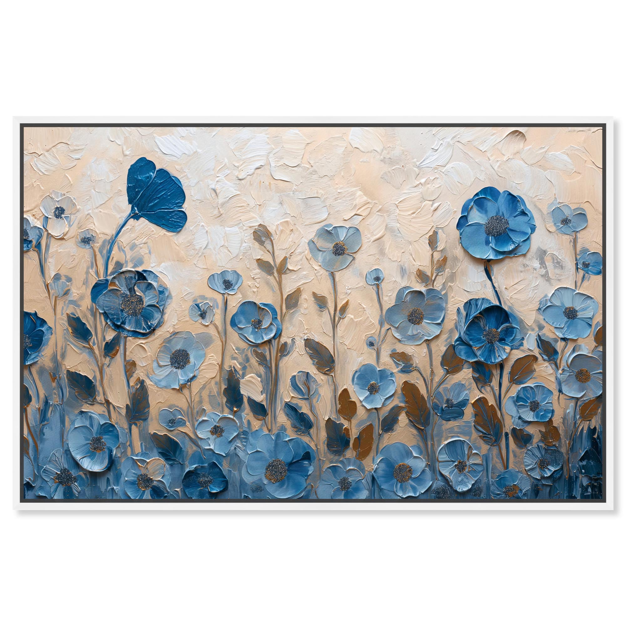Cerulean Blue Flowers I Canvas Blue Floral Art by Art Remedy, White ...