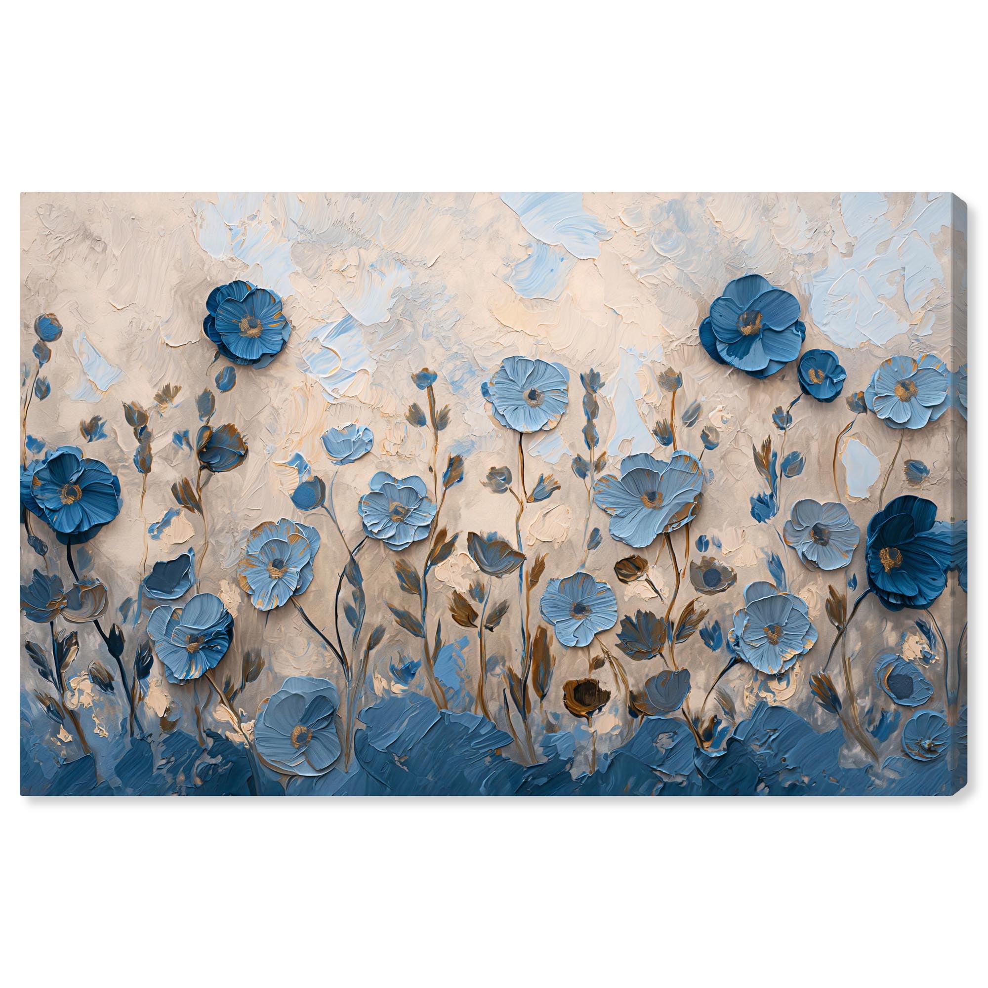 Cerulean Blue Flowers II Canvas Blue Floral Art by Art Remedy, Gallery ...