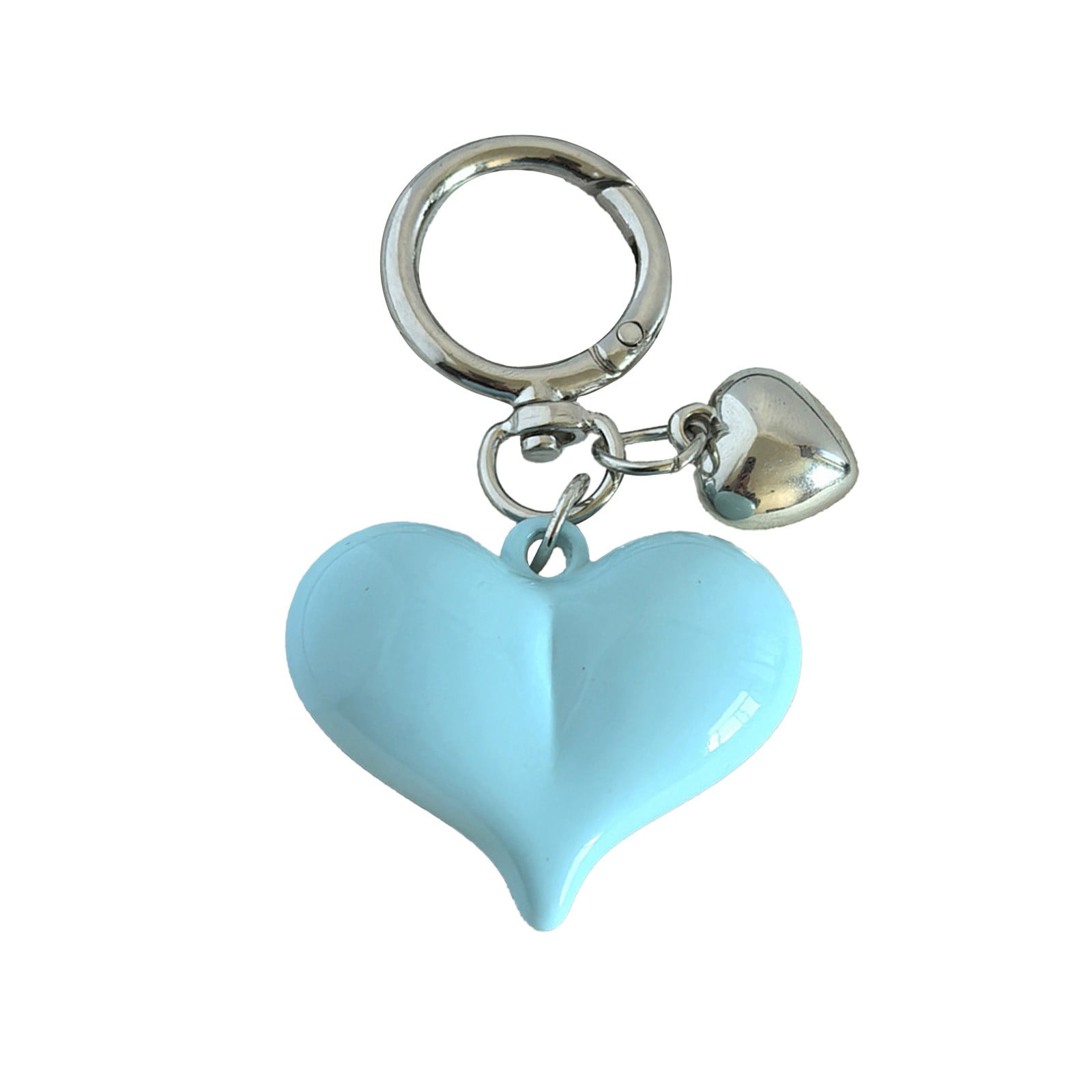 Cerulean Blue Heart Keychain Alloy and Resin Heart Pendant Keychain ...