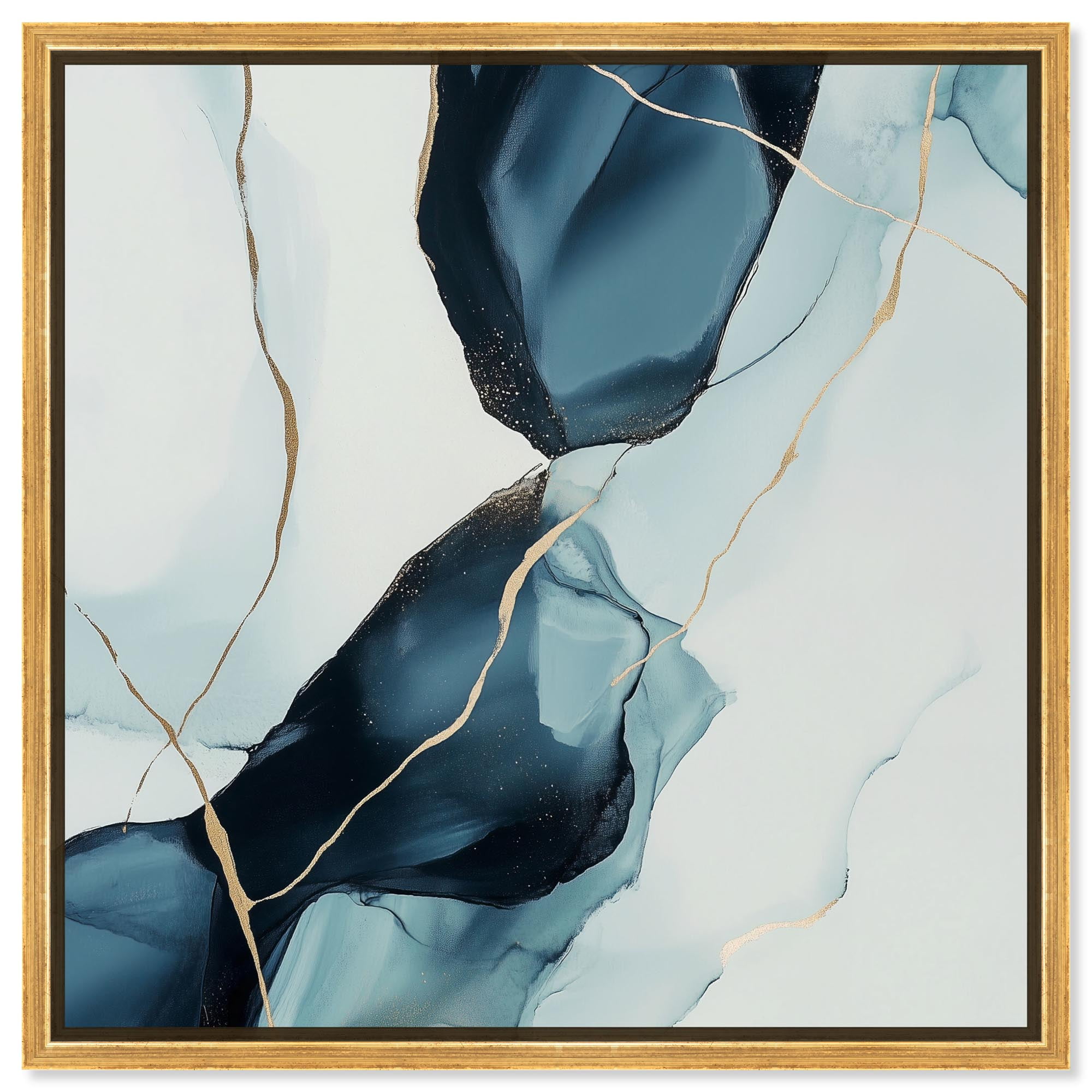 Cerulean Flow III Canvas Digital Abstract Art by Art Remedy, Gold Frame ...