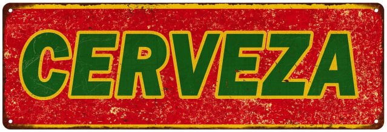 Cerveza Vintage Look Restaurant food Metal Sign 8x24 108240067001 ...