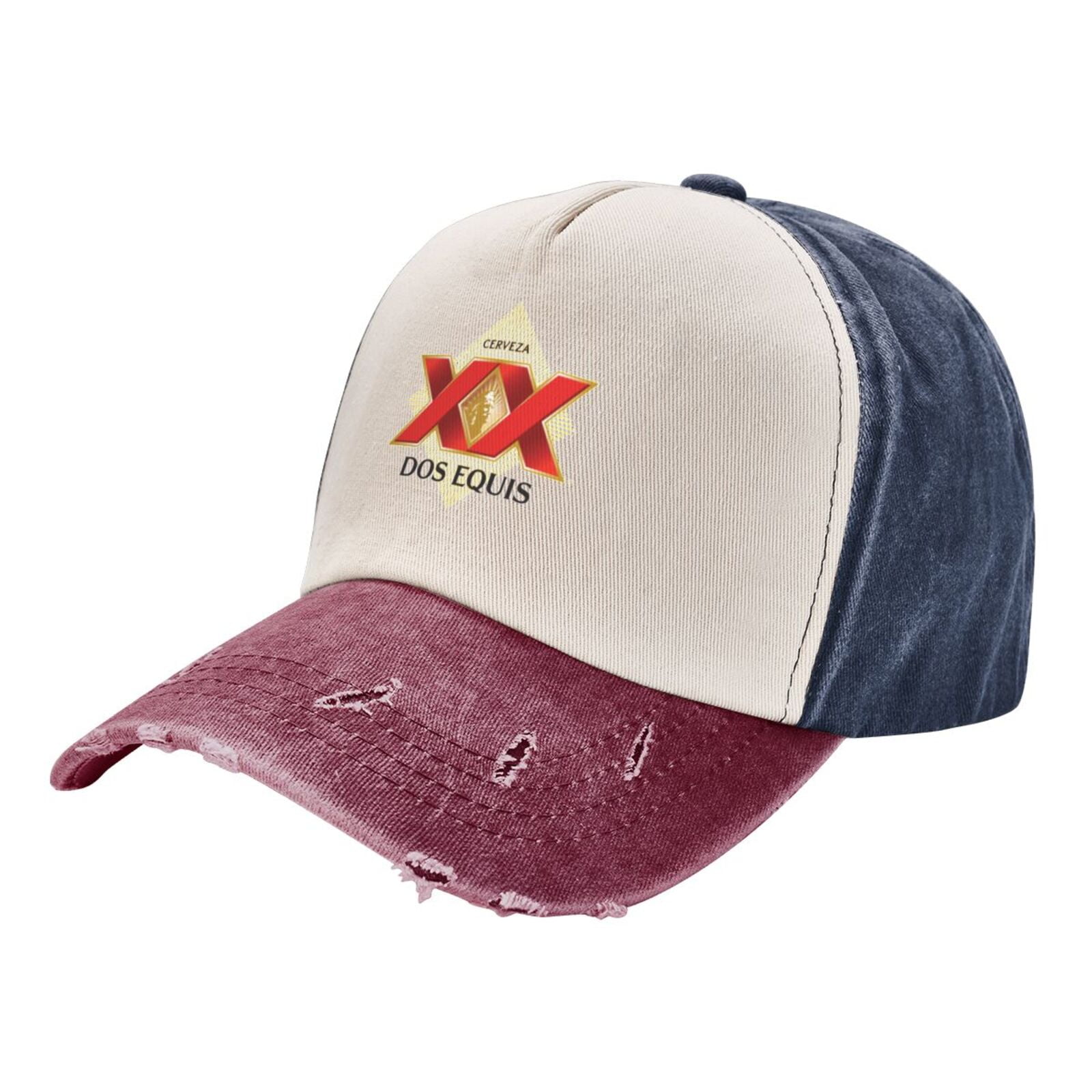 Cerveza Xx Dos Equis Logo Cowboy Collision Color Washed Baseball Cap For Men And Women - Walmart.com