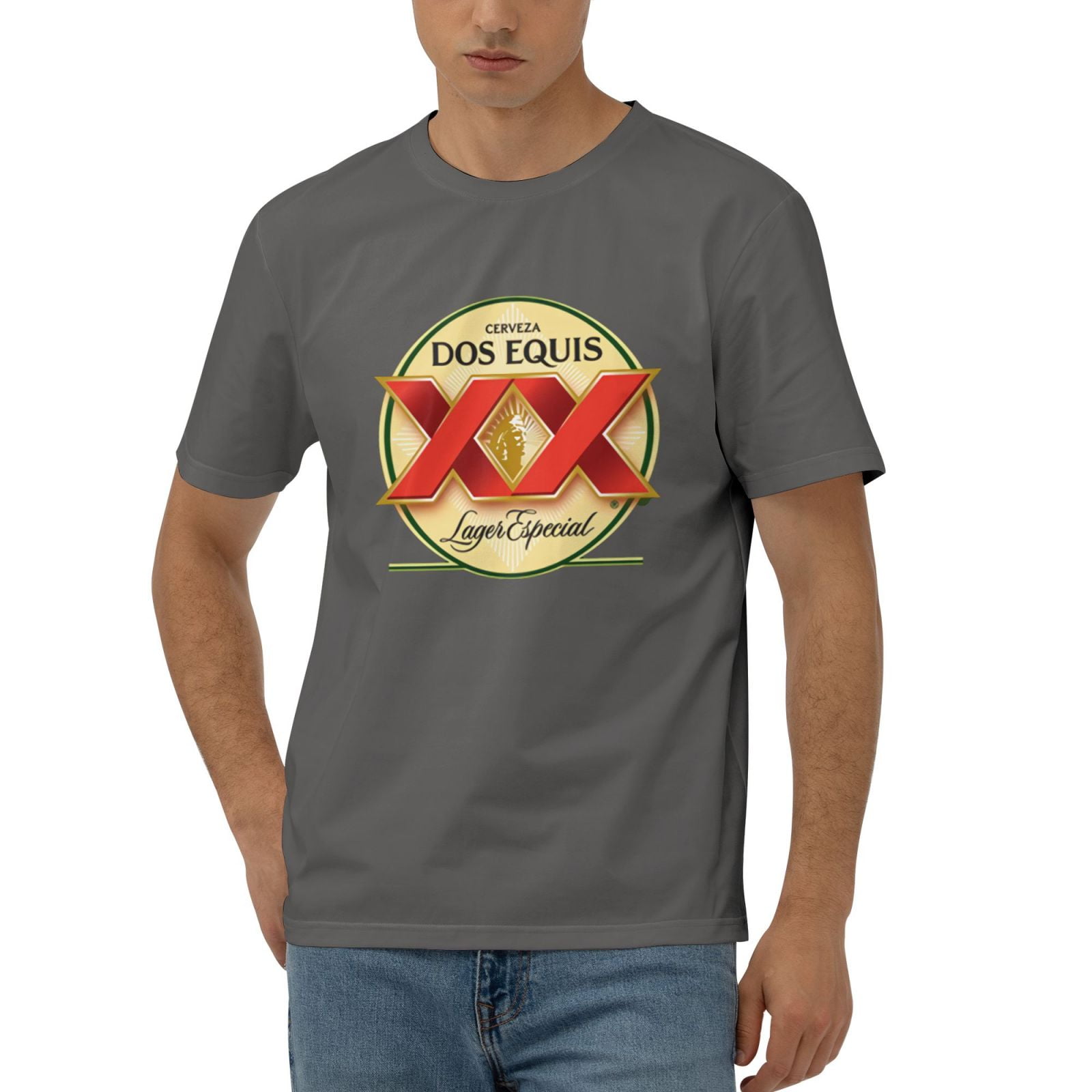 Cerveza Xx Dos Equis Logo Men'S 170g Combed Cotton Short Sleeve T-Shirt Black - Walmart.com