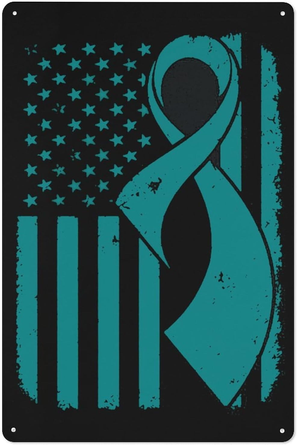 Cervical Cancer Awareness Flag Funny Vintage Metal Tin Sign Hanging ...