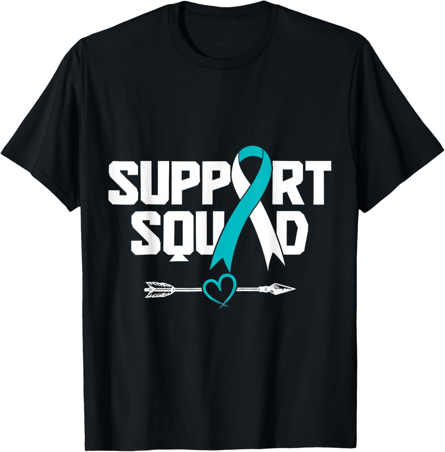 Cervical Cancer Awareness Month Woman Teal Ribbon Support T-Shirt ...